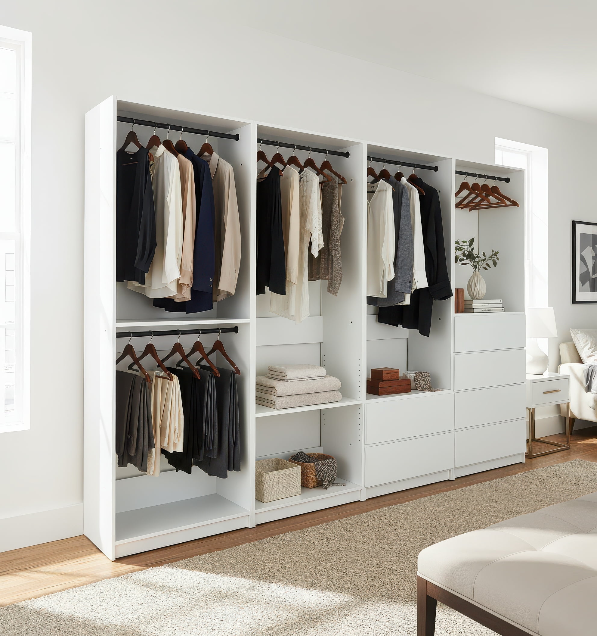 Prosper White Freestanding Walk in Wood Closet System - Walmart.com