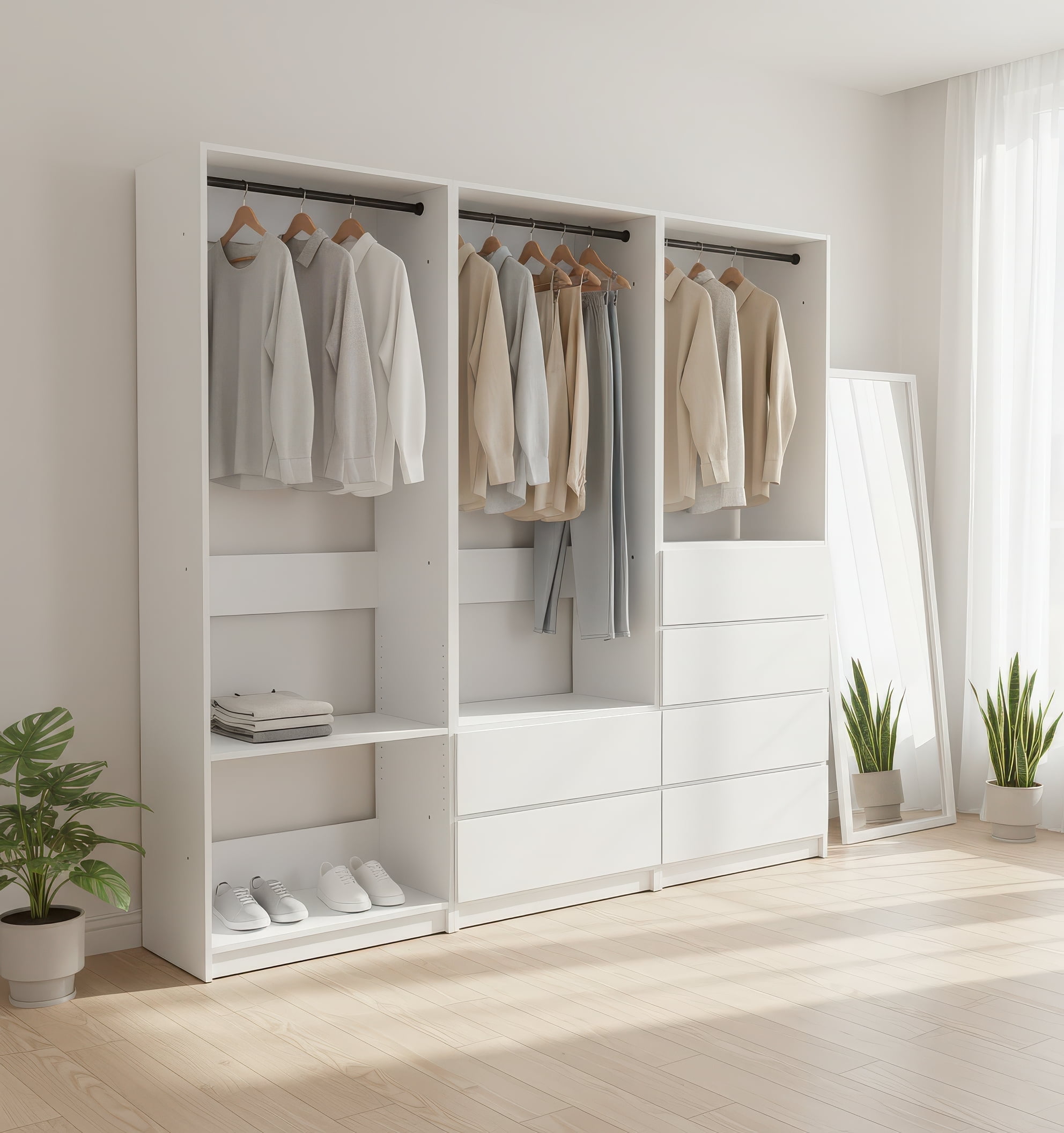 Prosper White Freestanding Walk in Wood Closet System - Walmart.com