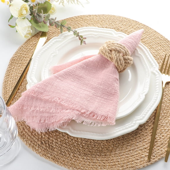 Prosperio Pink Cheesecloth Table Napkin 1 Pack, 100% Cotton Fringed ...