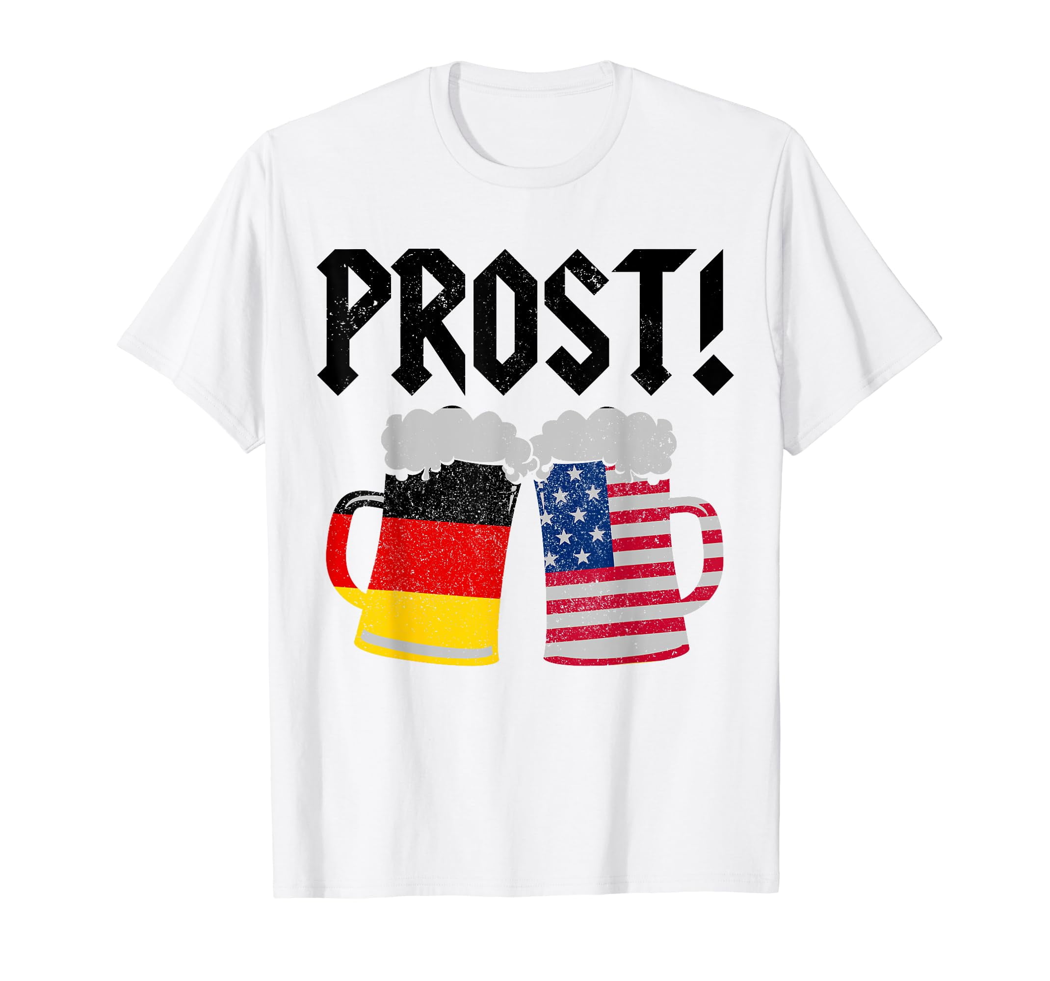 Prost Oktoberfest German American Flag Funny Gift White T-Shirt Short ...