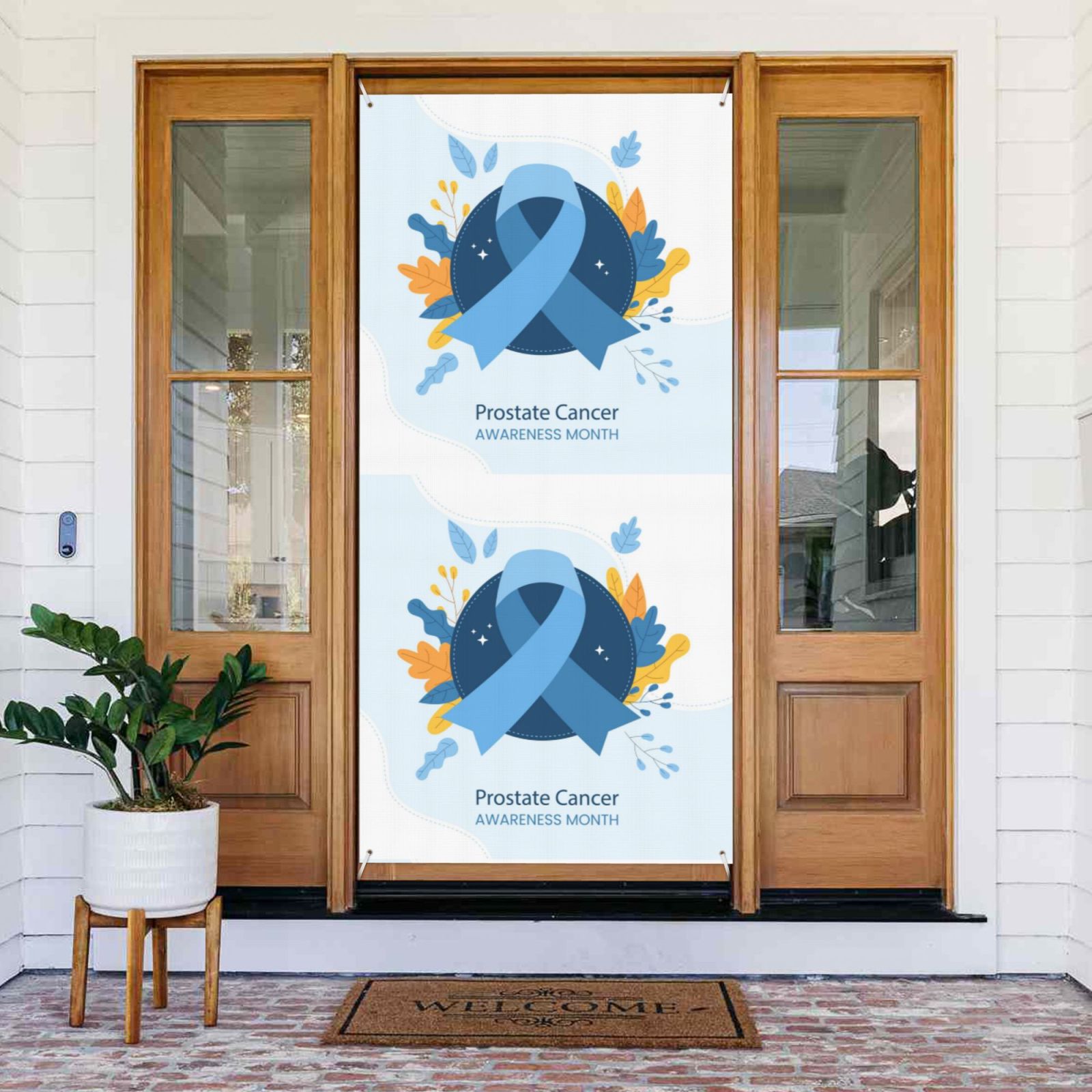 Prostate Cancer Awareness Month Blue Ribbon Door Cover Decoration ...