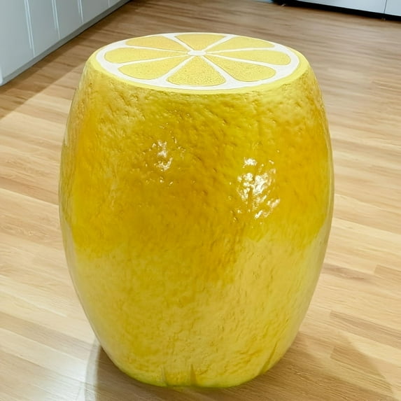 Yellow Lemon Fruit Stool, 14"Oversized Resin Stool, Side Table, Home ...