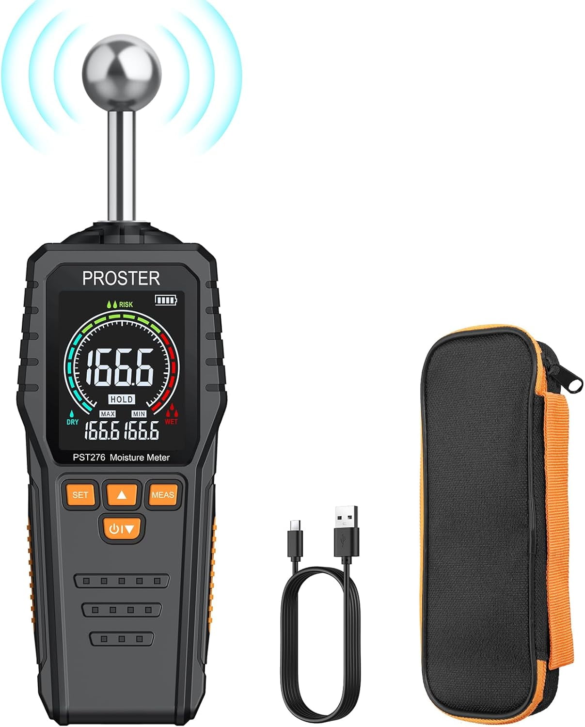 Proster Moisture Meter - with Color LCD Alarm Function Hold Function ...