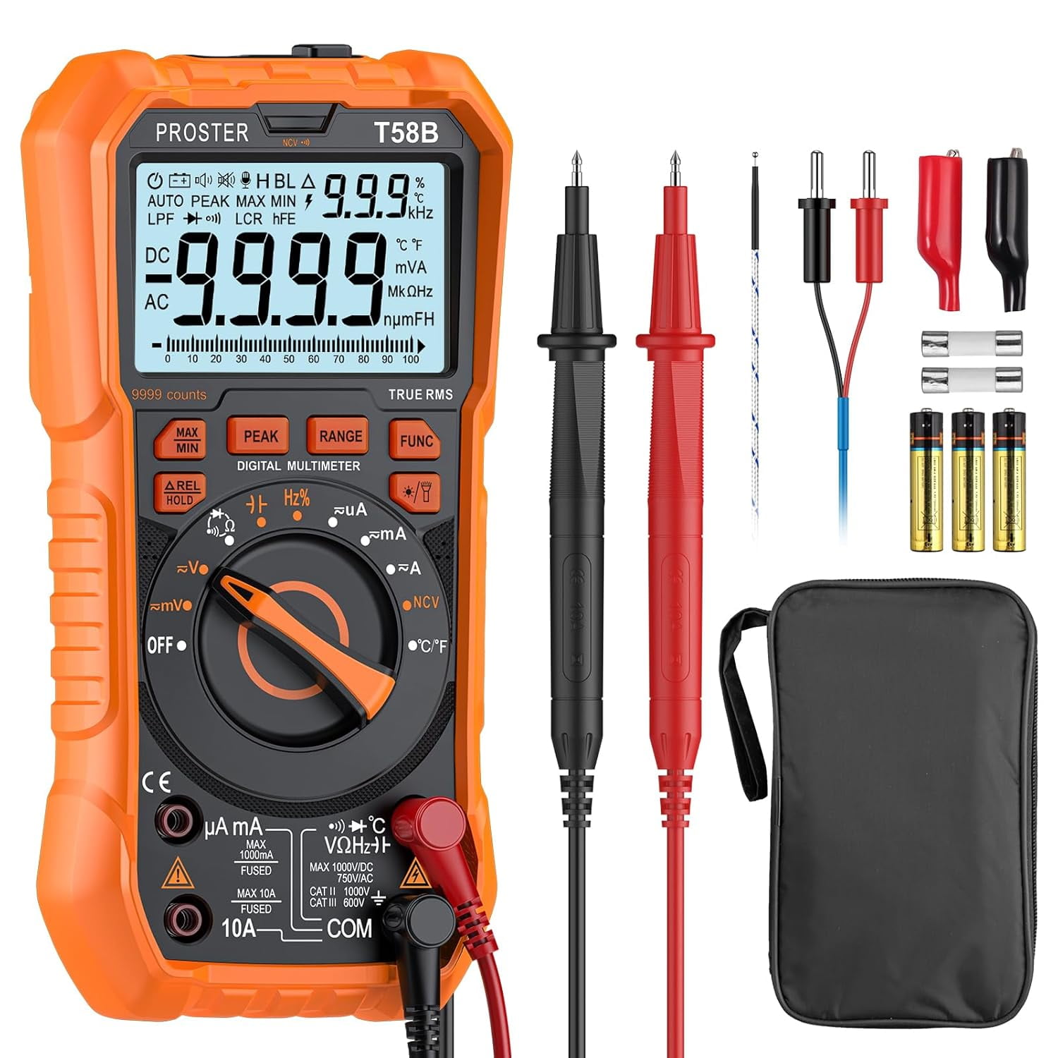 Proster Multimeter 60000 Counts - TRMS Auto Range NCV Detector DC AC ...