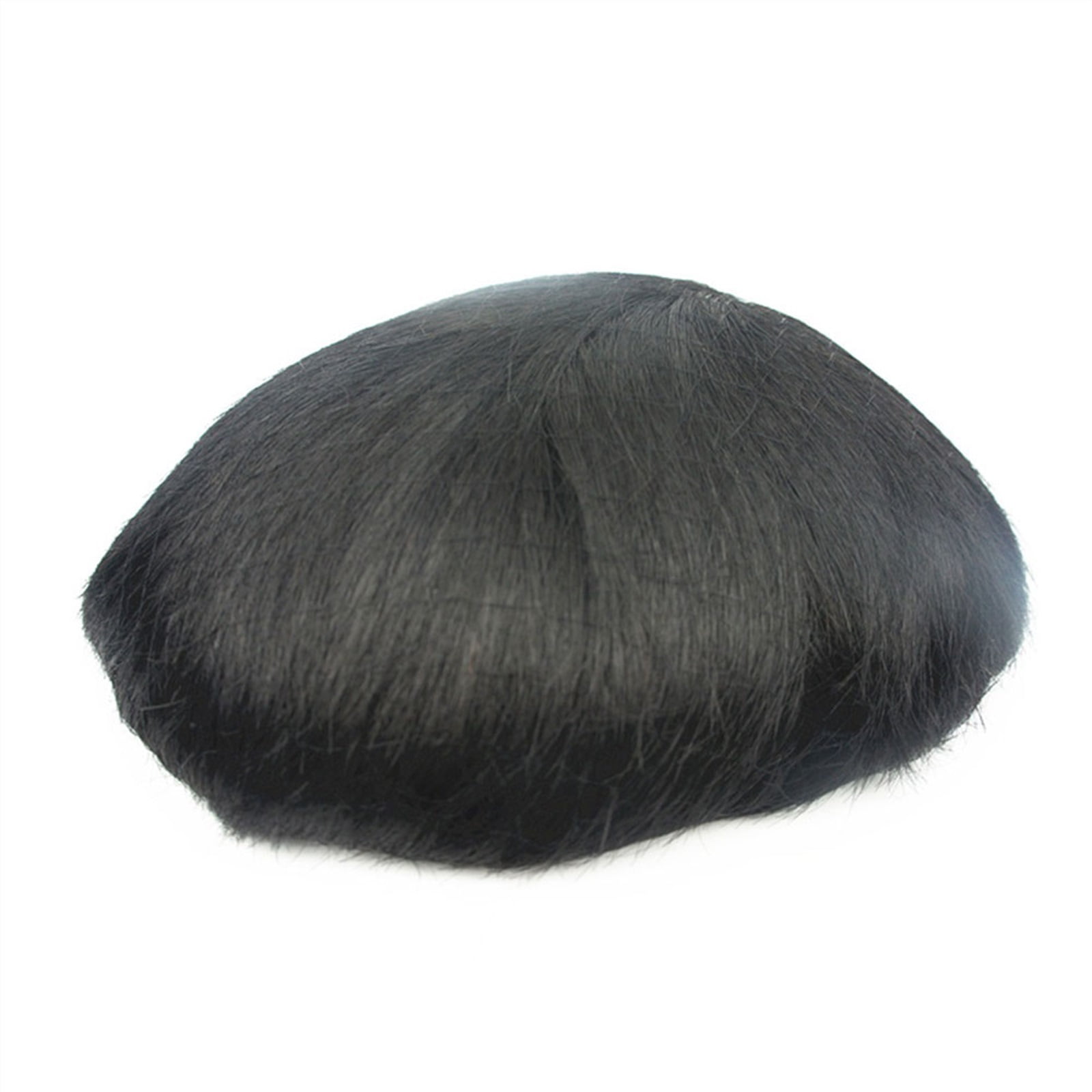 Prosthesis #1B Off Black Toupee for Men Real Human Hair Replacement ...