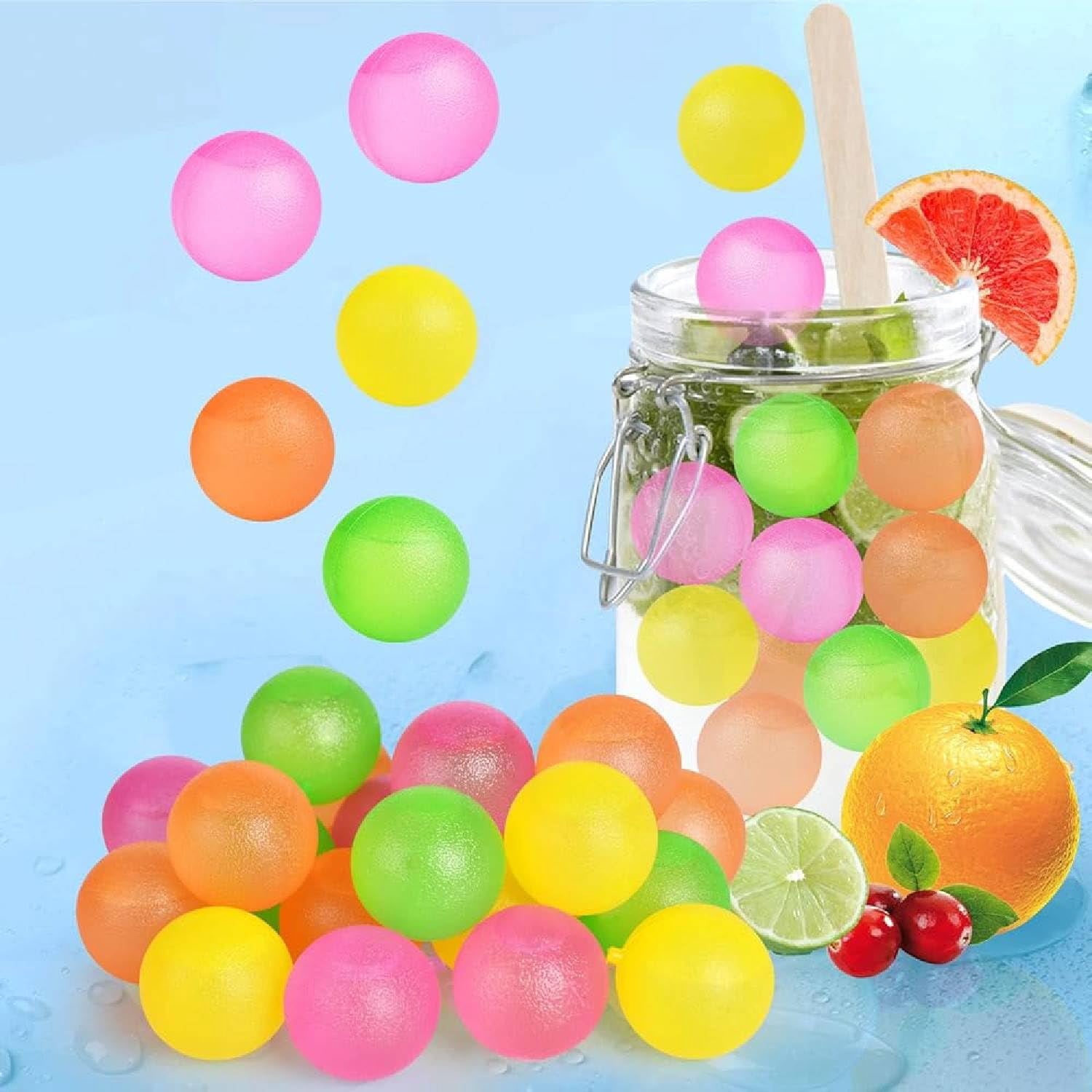 Prostuffin Round Shape Plastic Ice Cubes Refreezable Pure Water Filled ...