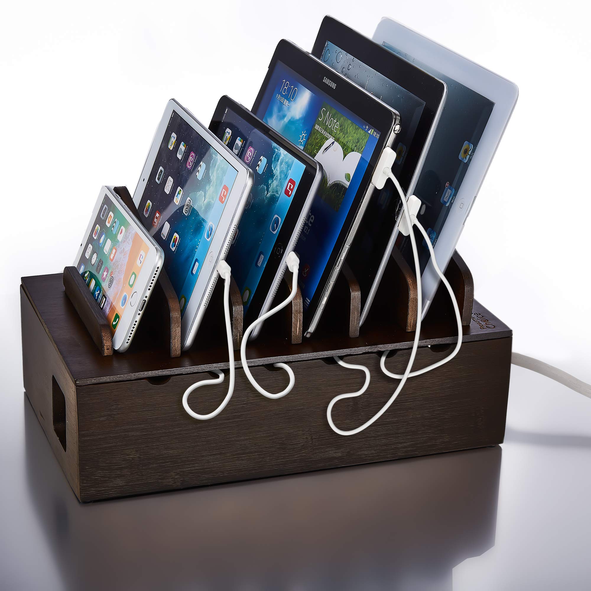 prosumer's choice bamboo mobile charging station w/ cable cubby ...