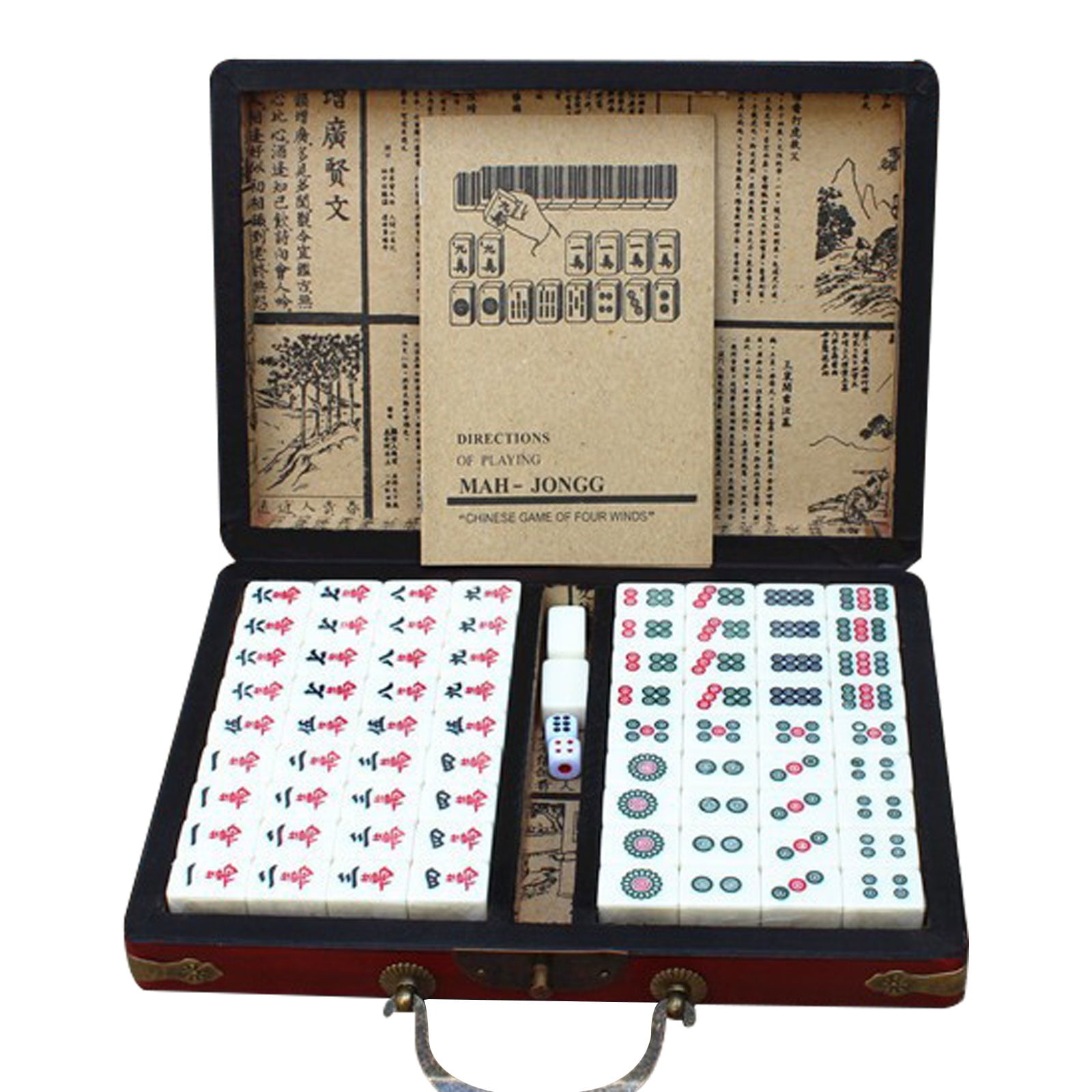 Protable Small Mah Jong Game Set Chinese Traditional Mahjong + English ...