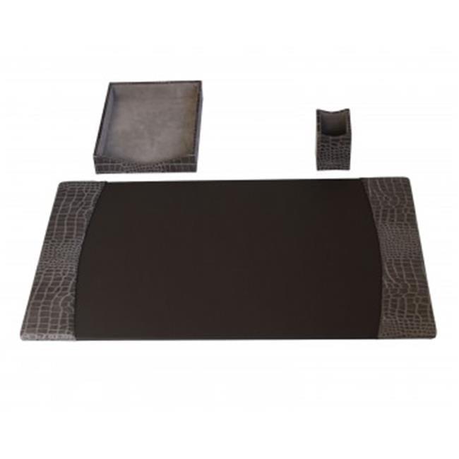 Protacini Castlerock Gray Italian Patent Leather 3 Piece Desk Set ...