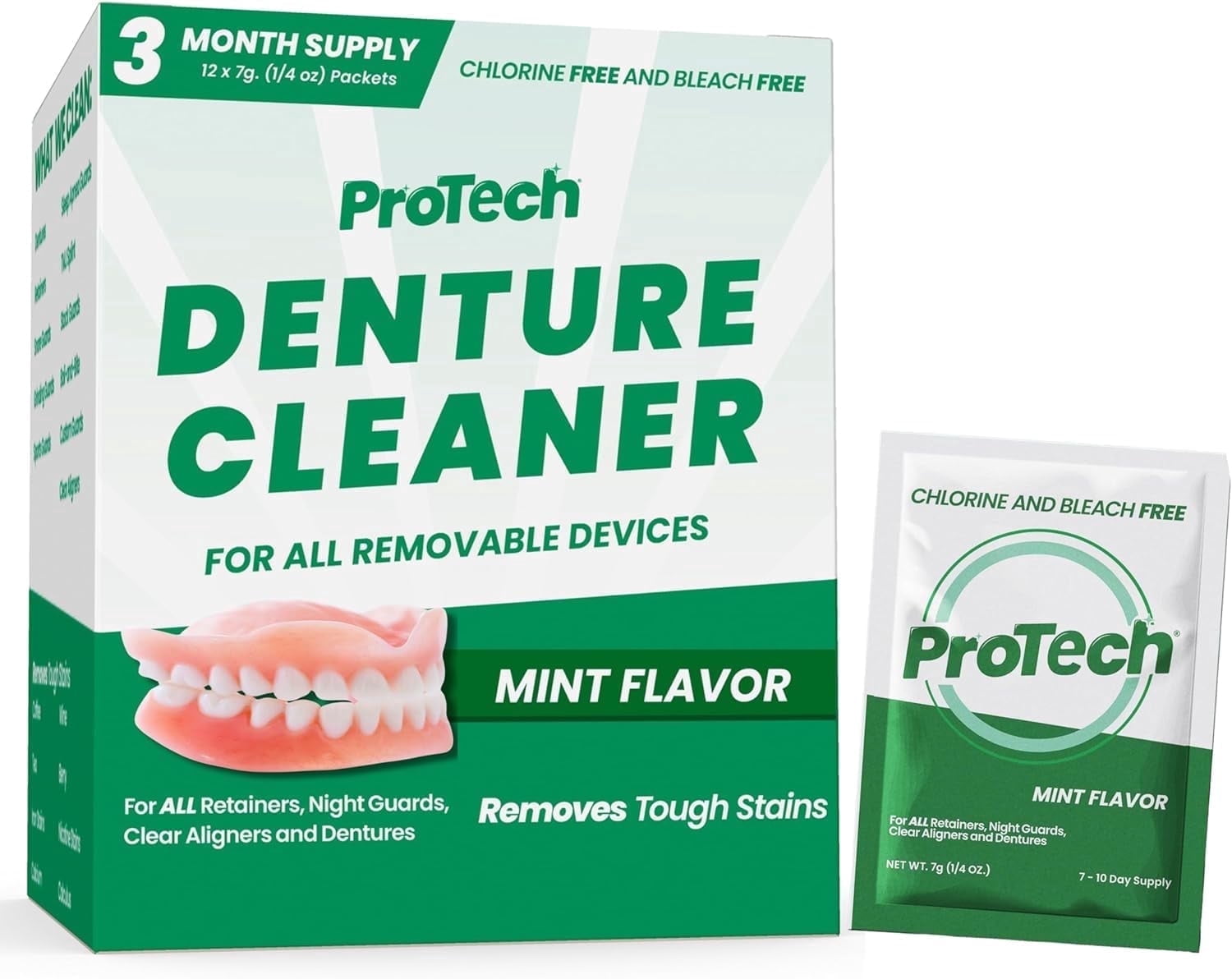 Protech Denture Cleaning Crystals – 90 Cleanings (12 Pack/3 Month ...
