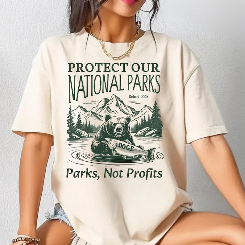 Protect Our National Parks T-Shirt - Grizzly Bear & Mountains - Walmart.com