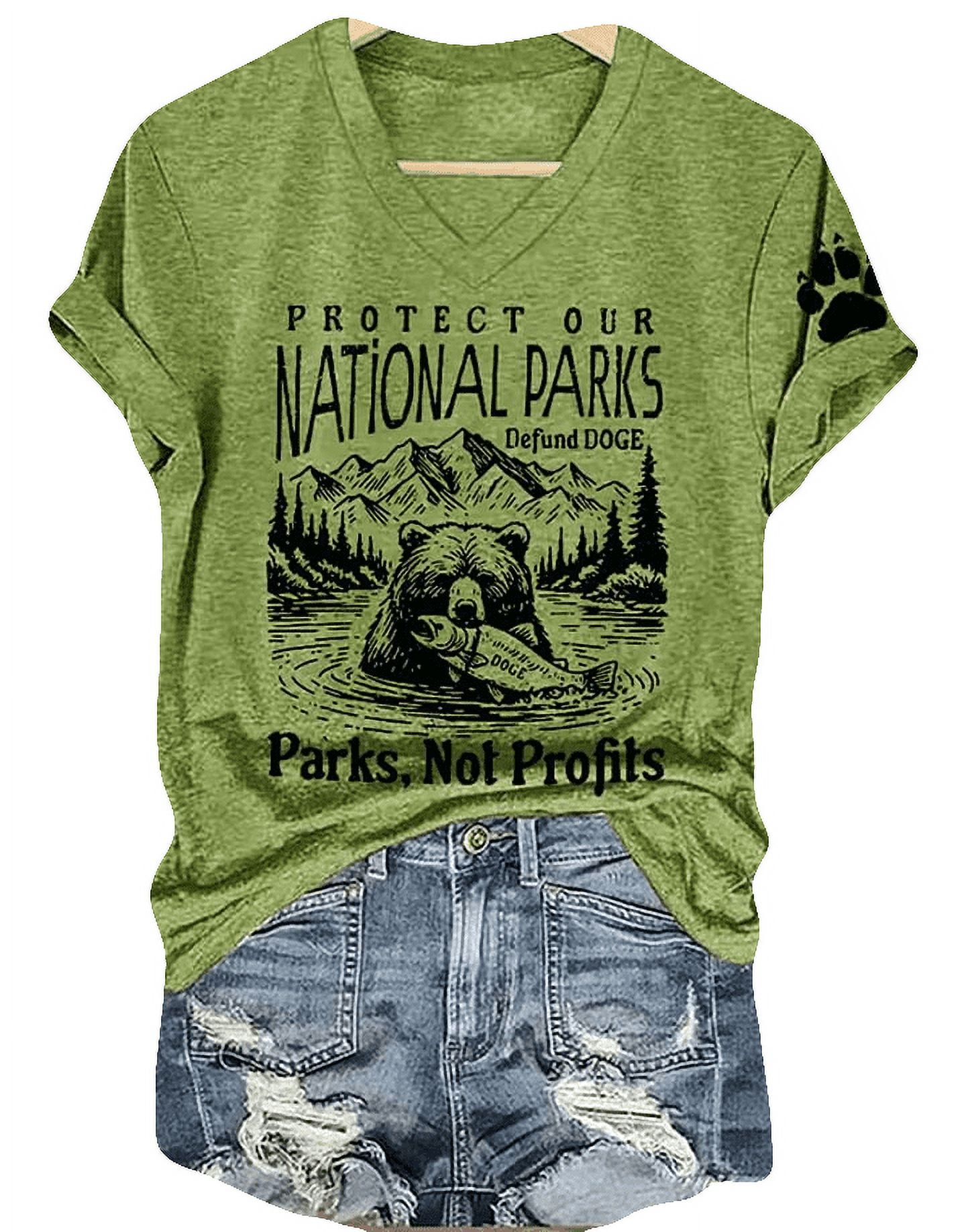 Protect Our National Parks shirt Print v neck T-Shirt Resist Bear ...