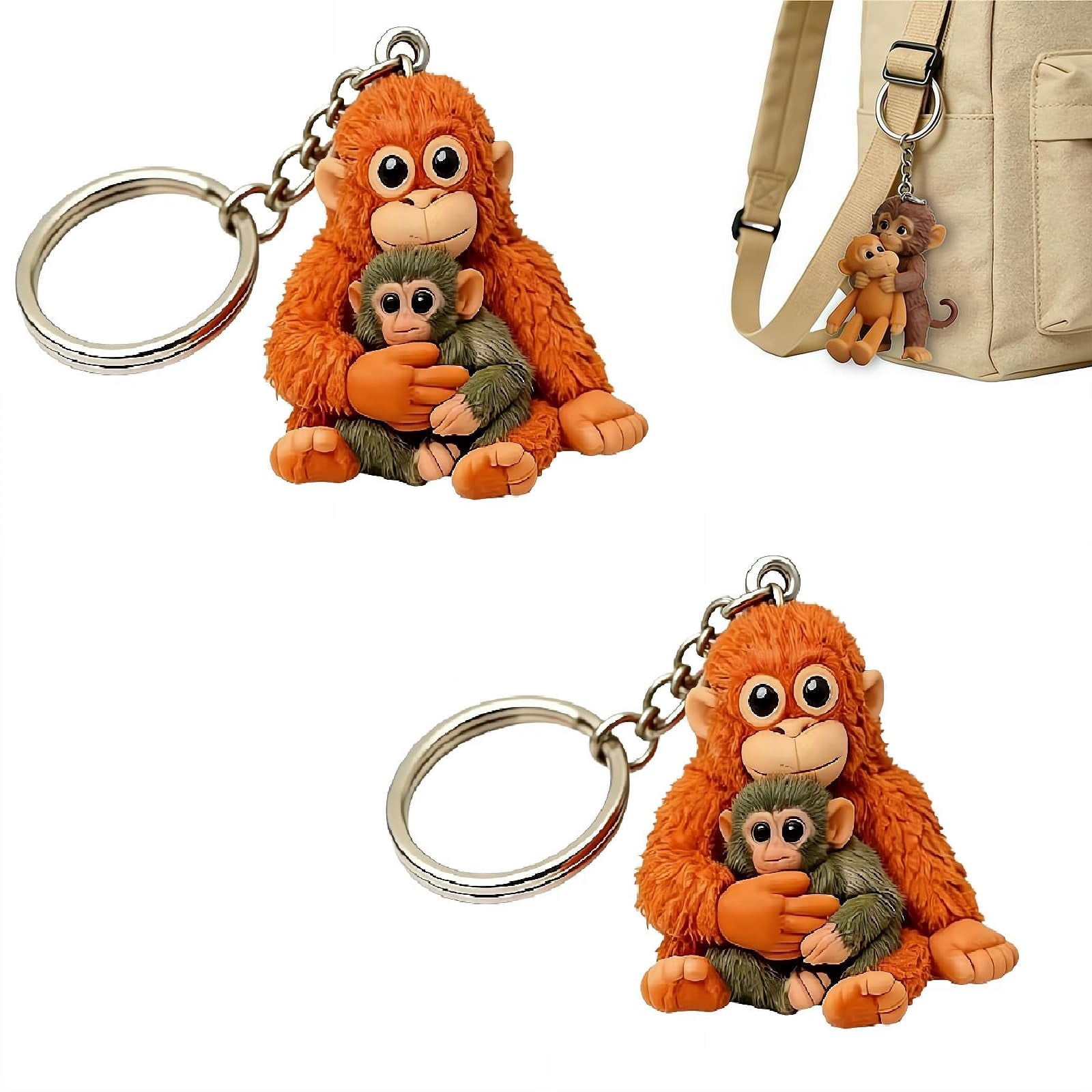 Protect Punch The Monkey Keychain, 3D Cute Monkey Holding Plush Toy ...