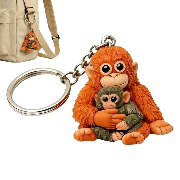 Protect Punch The Monkey Keychain, 3D Cute Punch Monkey Holding Plush ...