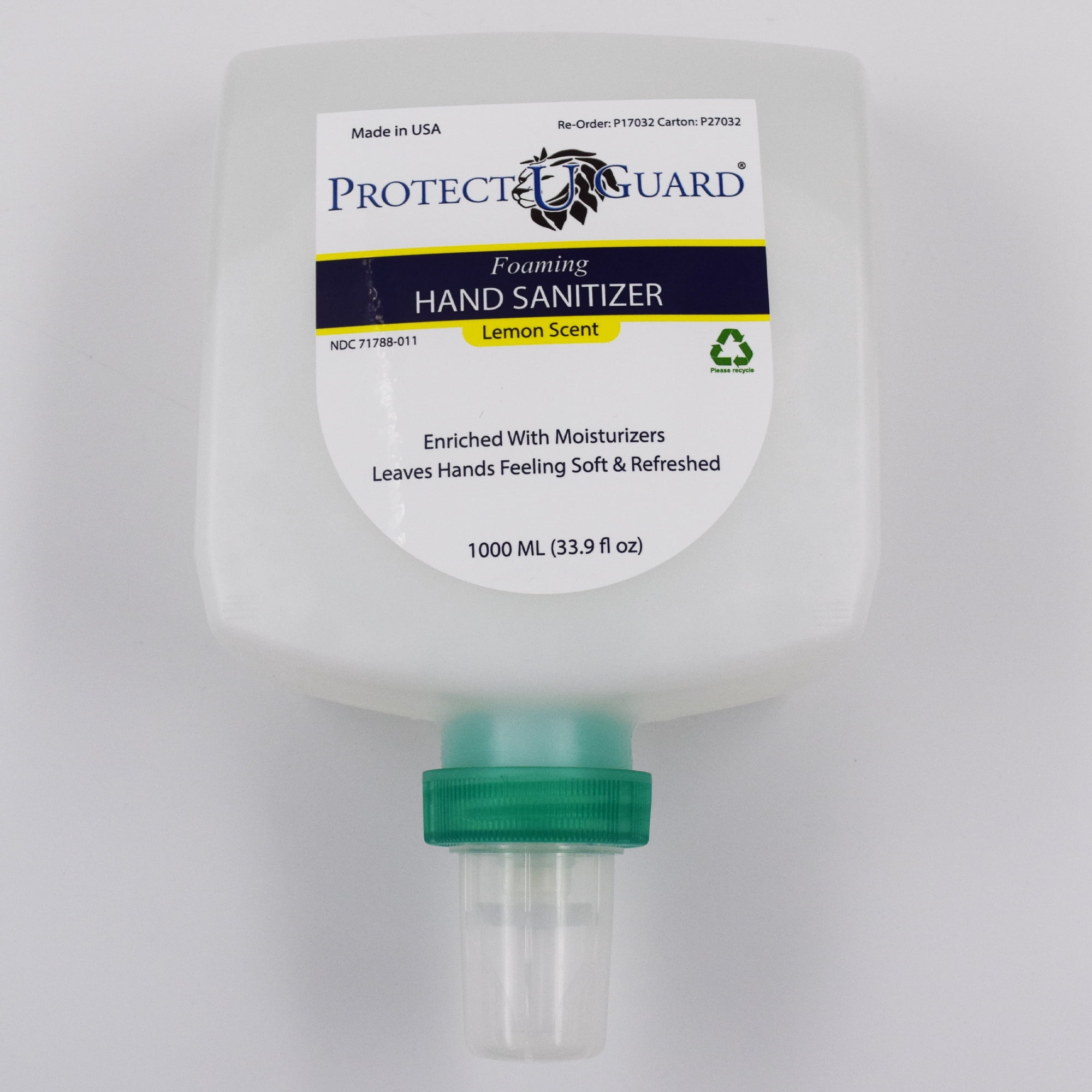 Protect U Guard Foaming Alcohol Hand Sanitizer, Lemon Scent, 1 Liter ...