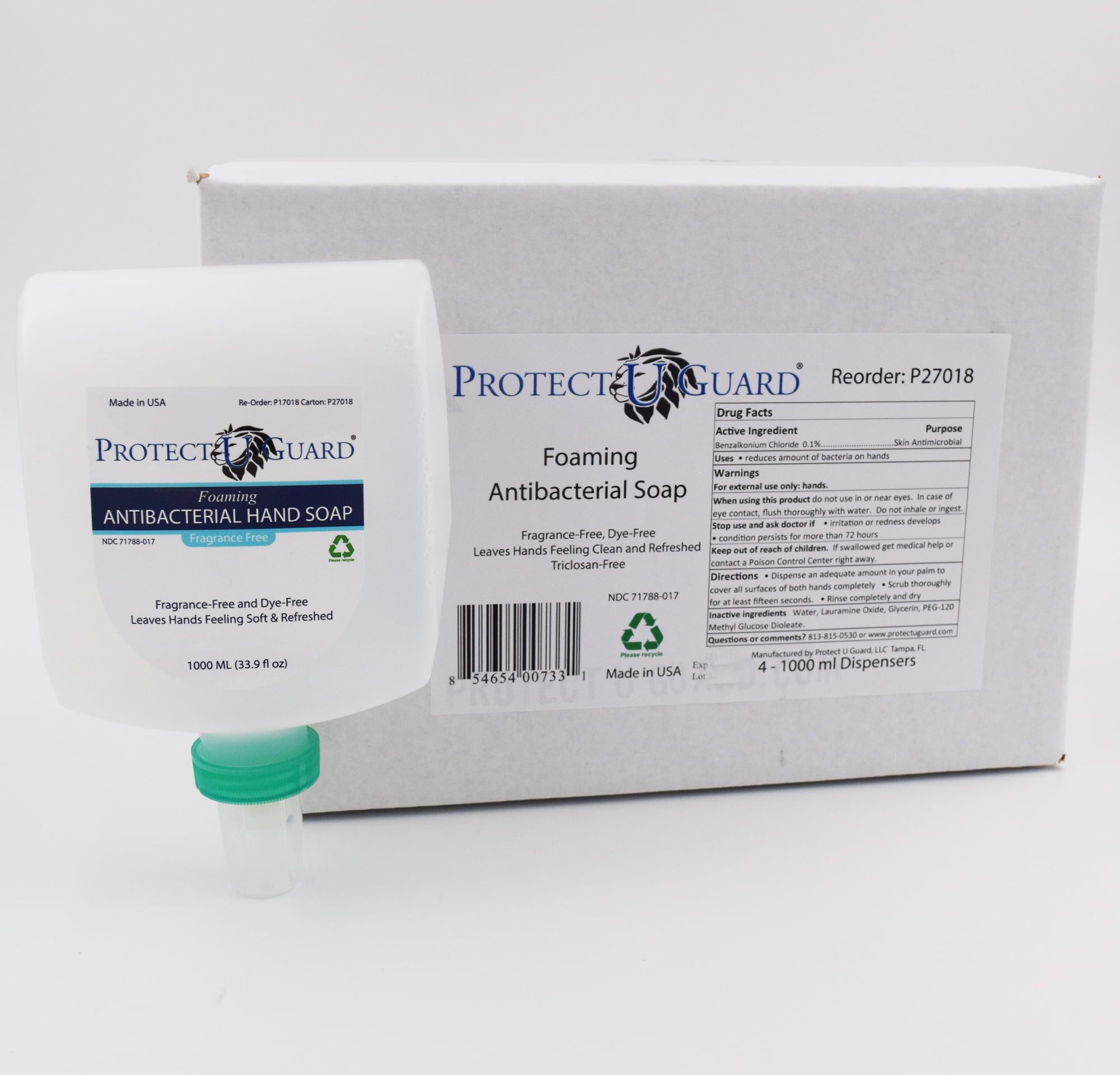 Protect U Guard Foaming Antibacterial Hand Soap, Fragrance-Free, 1 ...