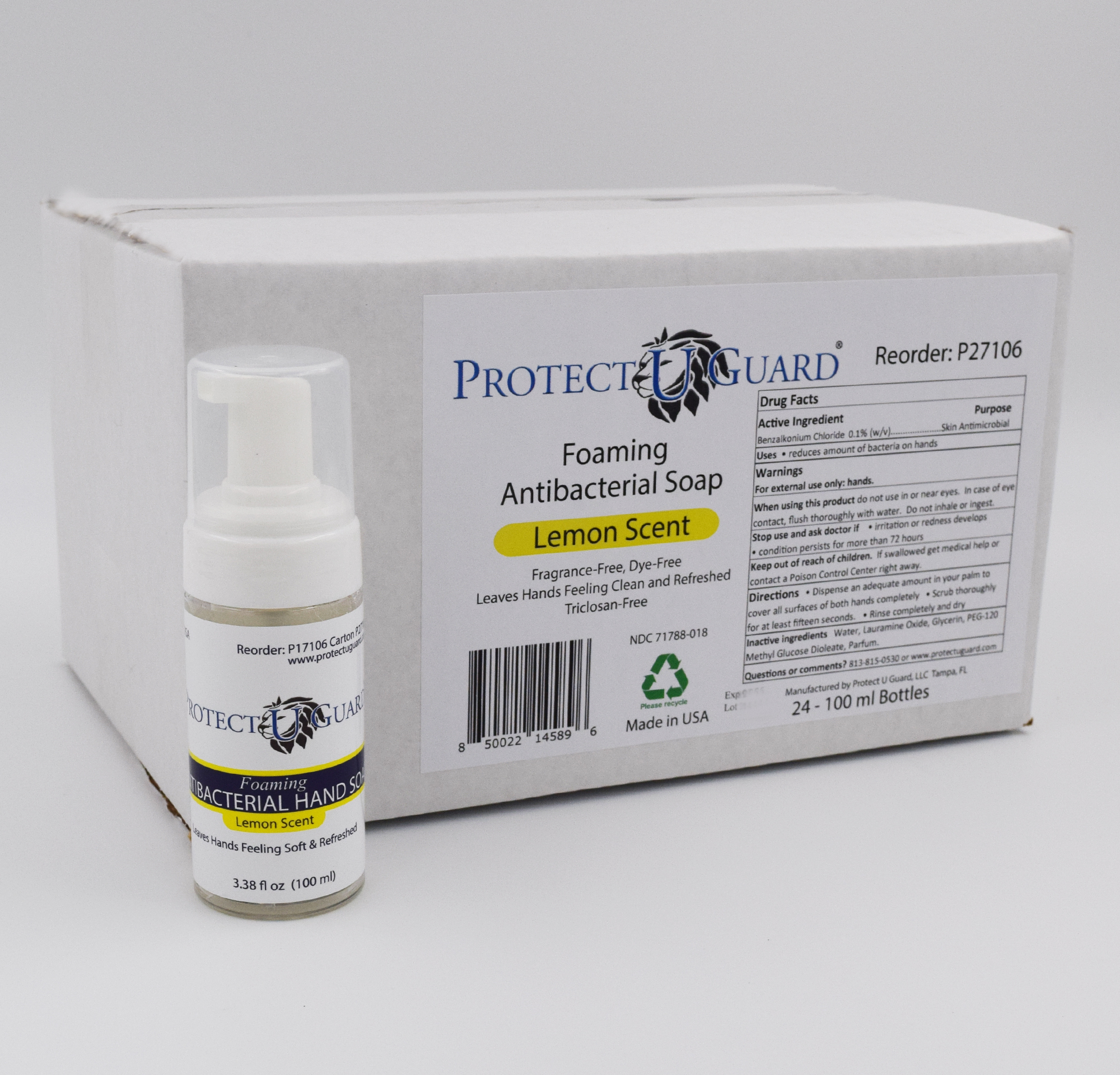 Protect U Guard Foaming Antibacterial Hand Soap, Lemon Scent, Travel ...