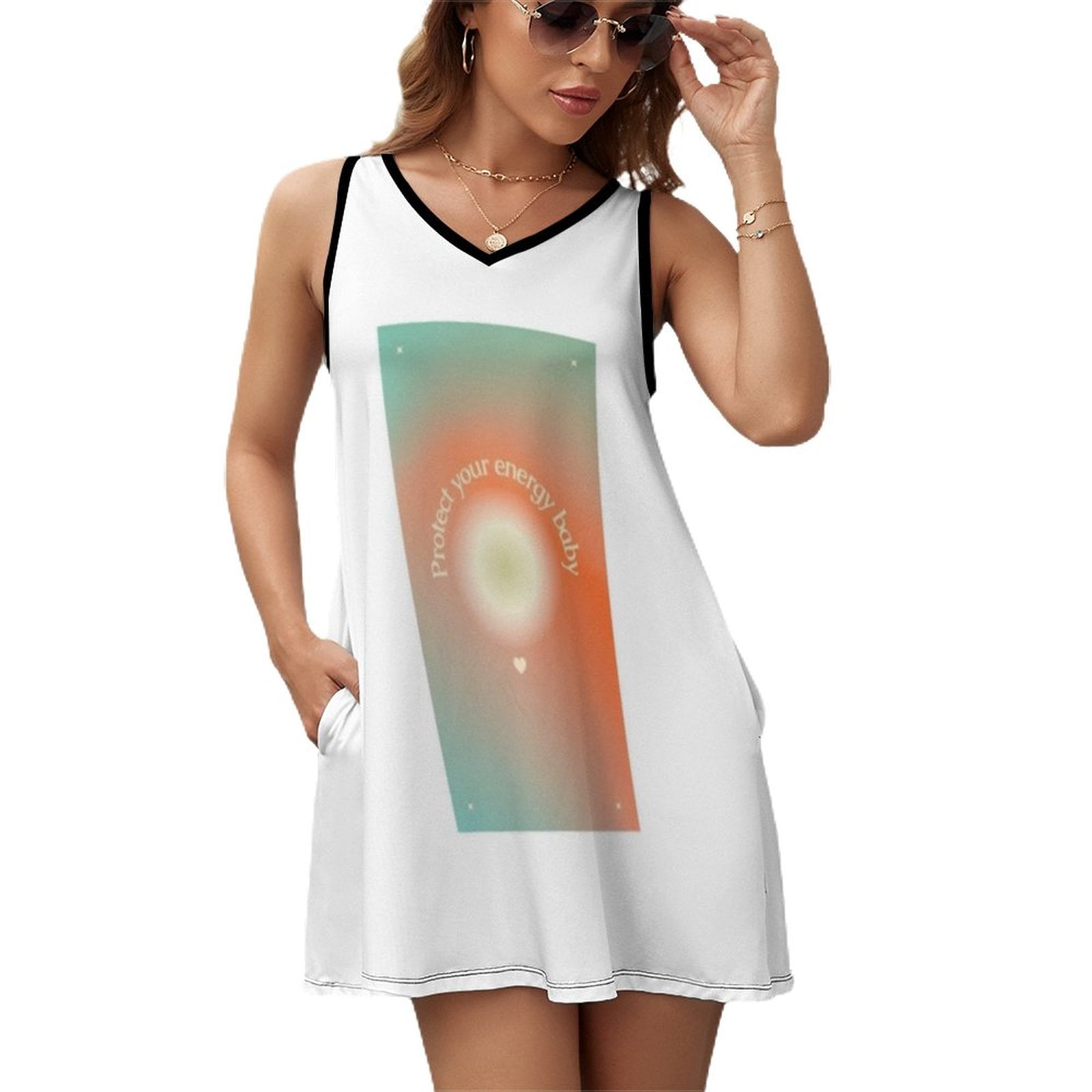Protect Your Energy Baby Square Neck Dress New Plus Size Elegant Women ...