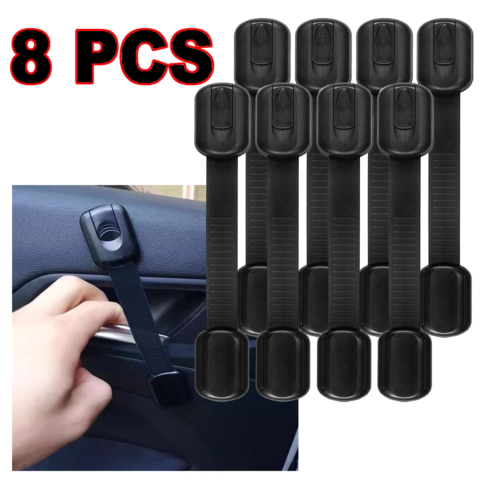 8 Pack Black Child Safety Cabinet Locks - Baby Locks Adjustable Straps ...