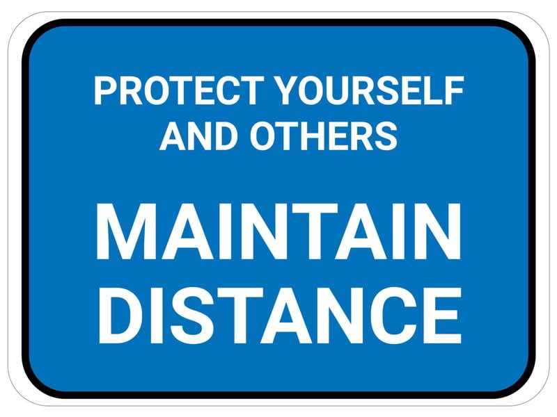Protect Yourself And Others Maintain Distance Blue Retro Vintage Sign ...
