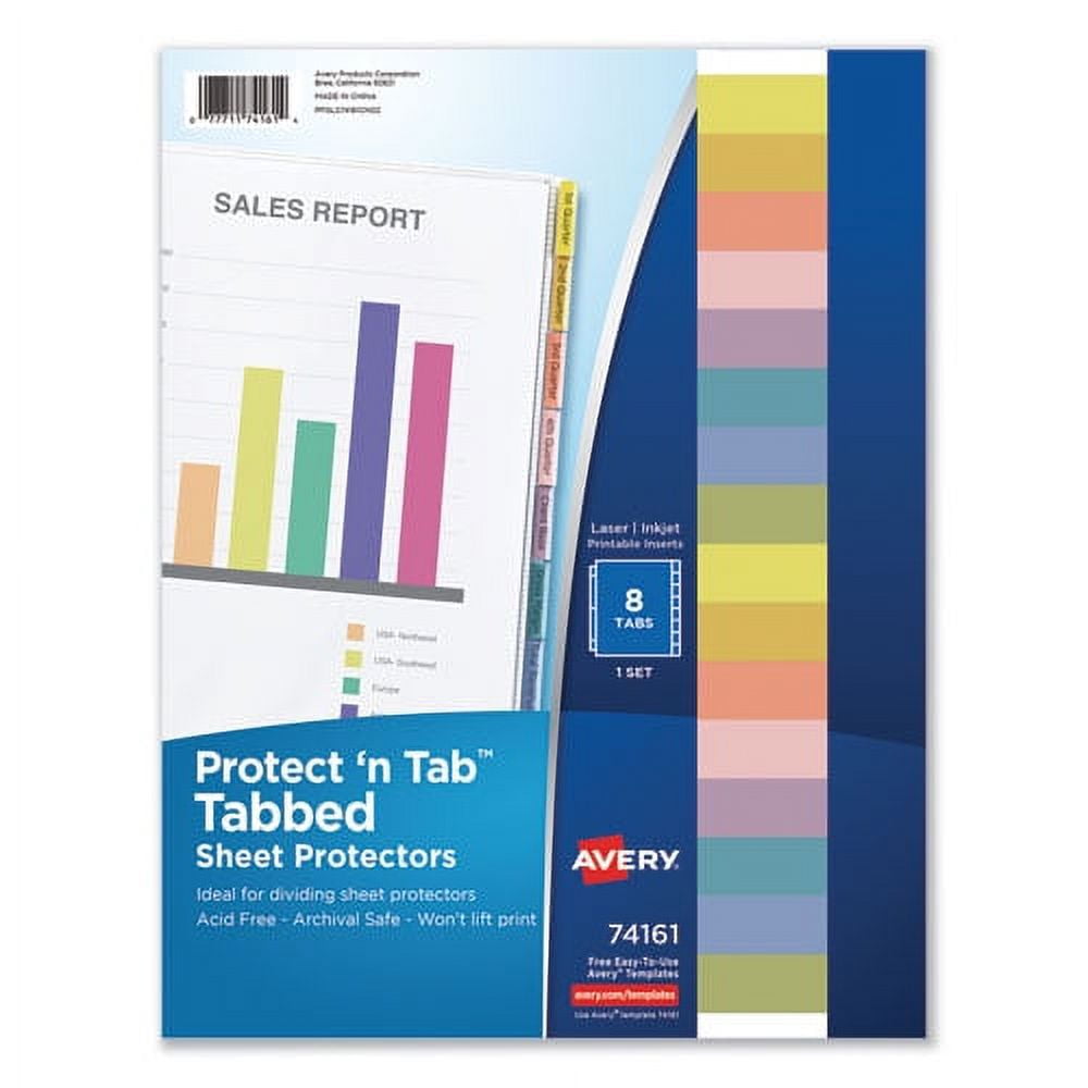 "Protect 'n Tab Top-Load Clear Sheet Protectors W/eight Tabs, Letter ...