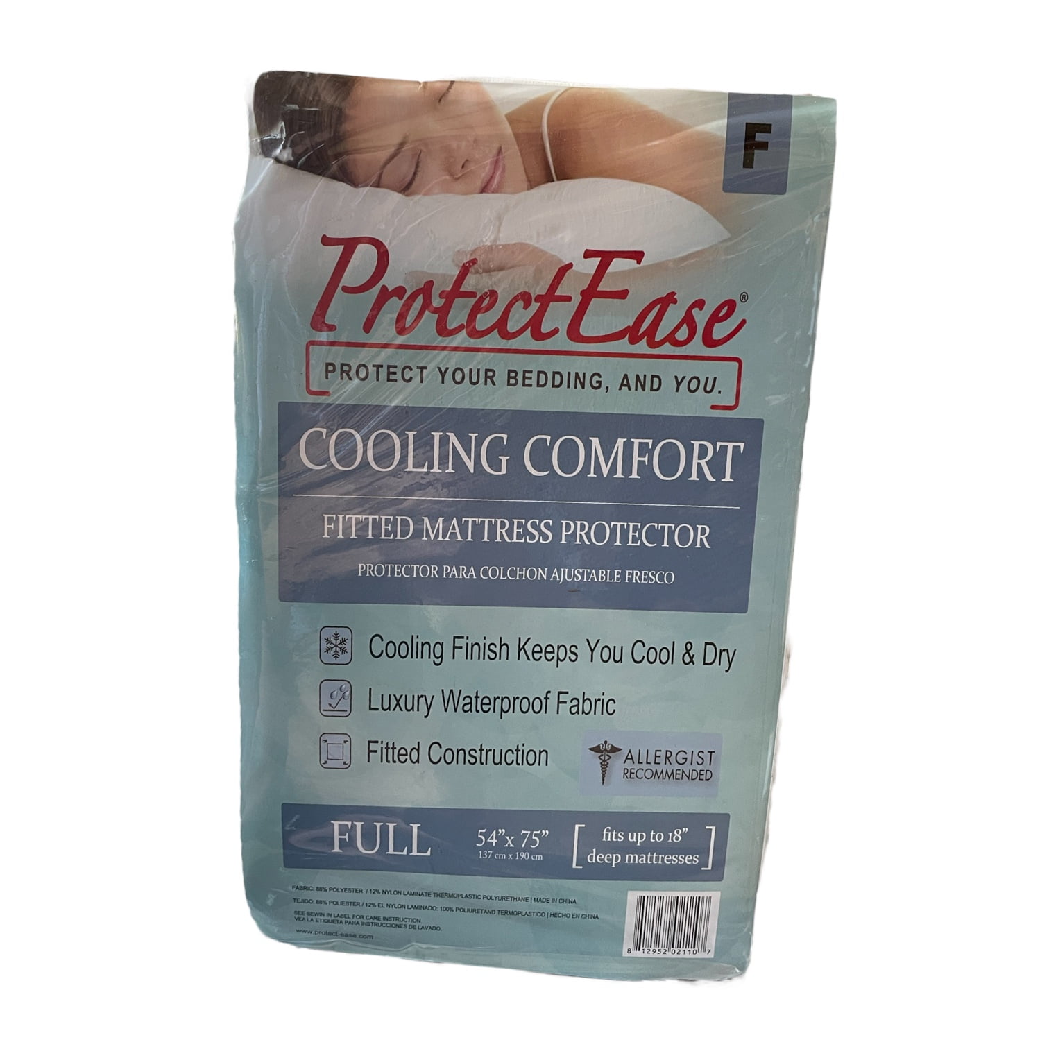 ProtectEase Cooling Comfort Waterproof Mattress Cover, White, Full ...