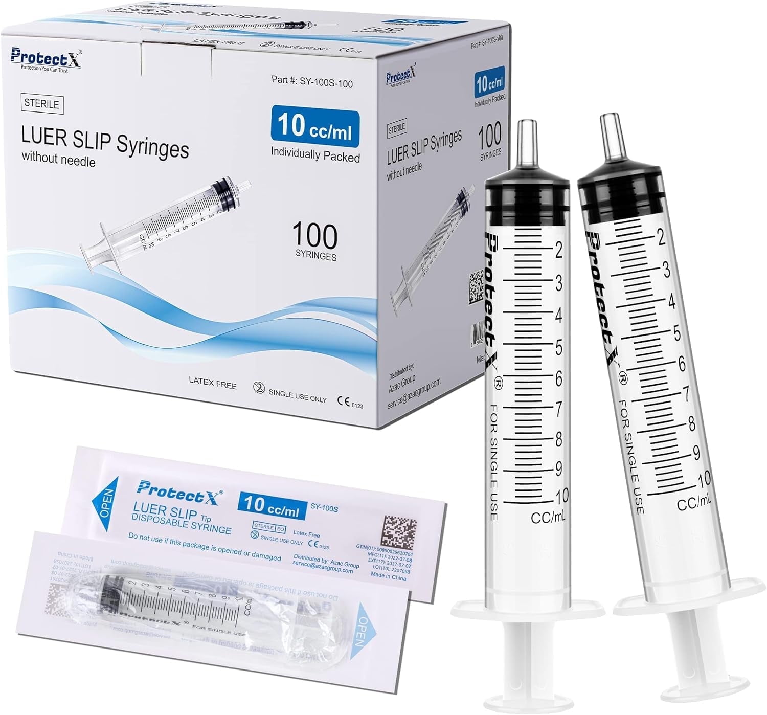 ProtectX 100-Pack 10ml Sterile Disposable Syringes Without Needles ...