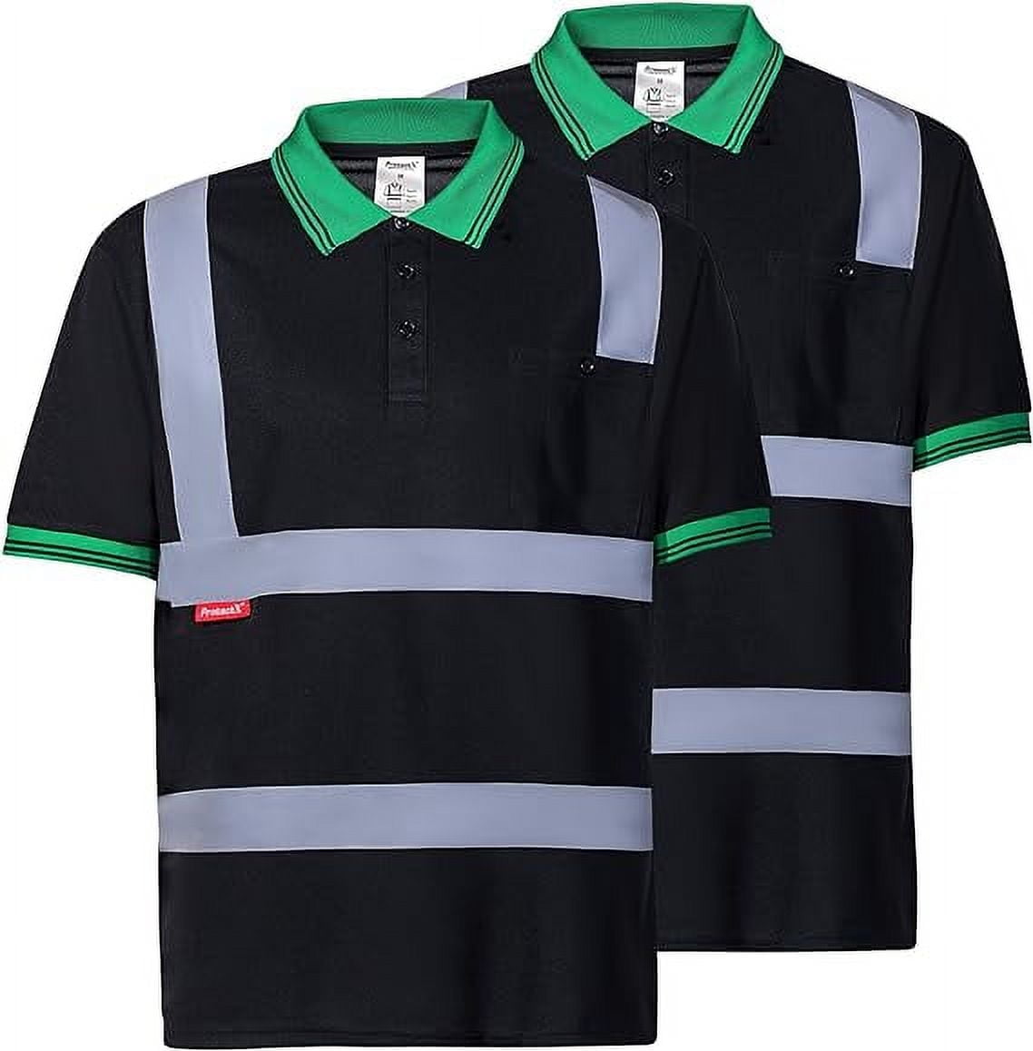 ProtectX 2 Pack Hi Vis Short Sleeve Reflective Polo Shirts, Safety Work ...