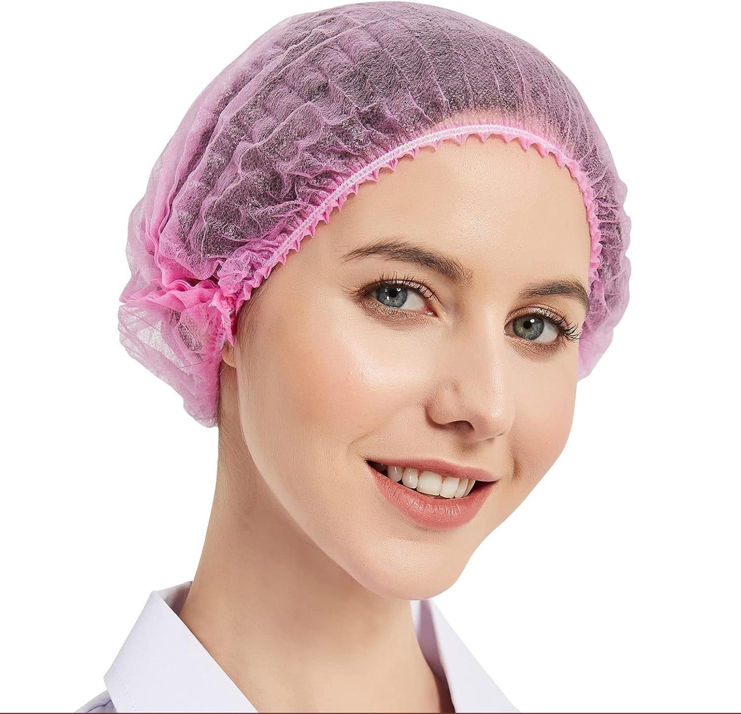 ProtectX 2000 Pack Pink Disposable Hair Nets, Elastic Head Cover ...