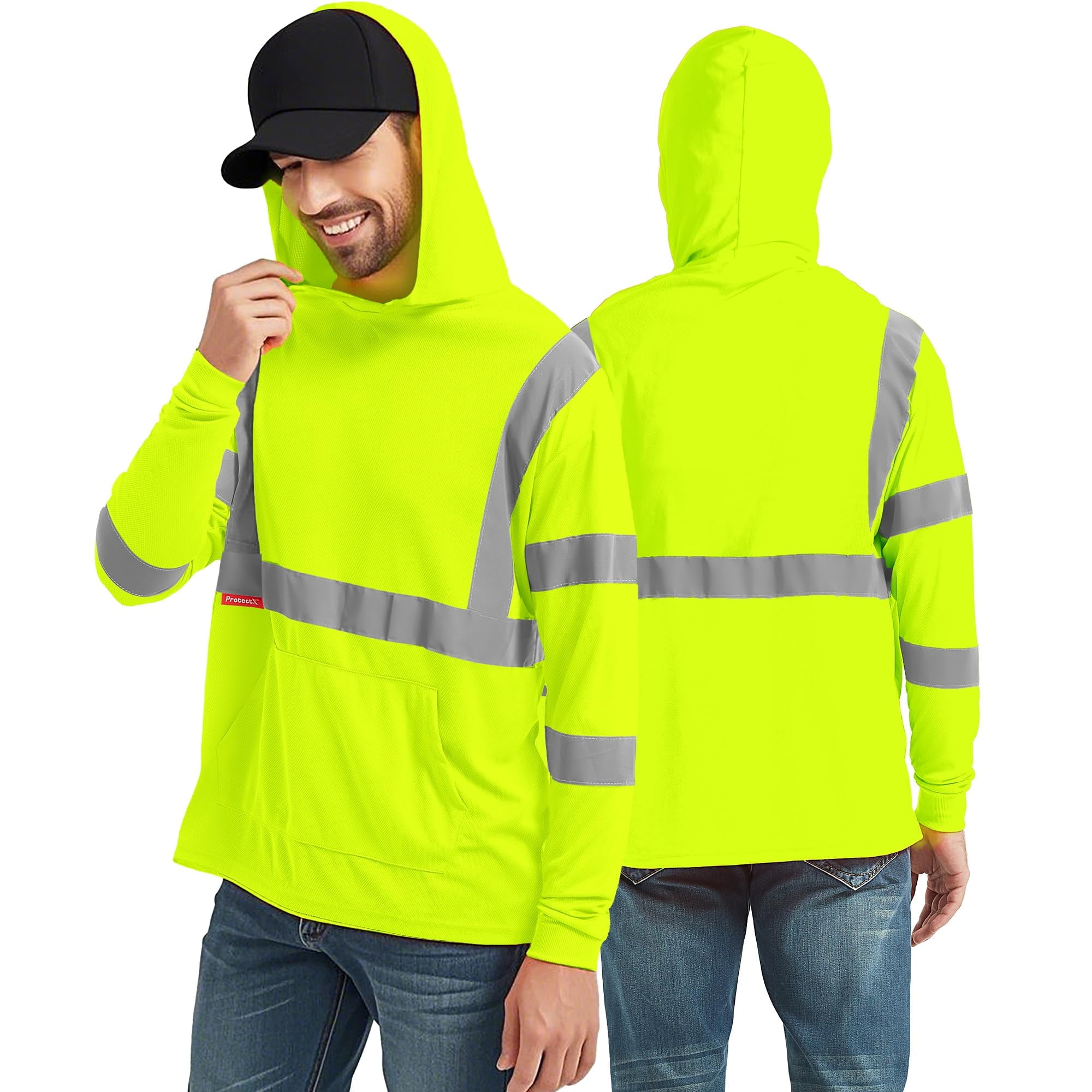 ProtectX 3-Pack Men's High Visibility Heavy Duty Breathable Long Sleeve Reflective Safety T ...