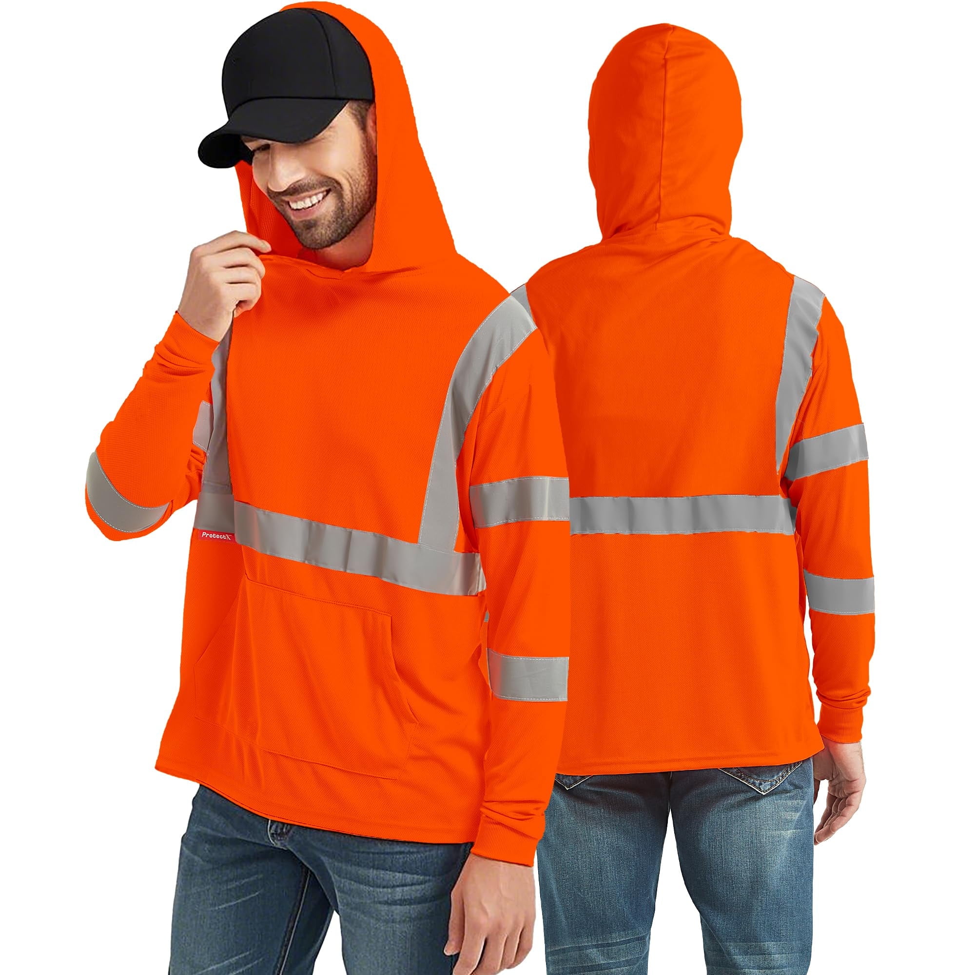 ProtectX 3-Pack Men's High Visibility Heavy Duty Breathable Long Sleeve Reflective Safety T ...
