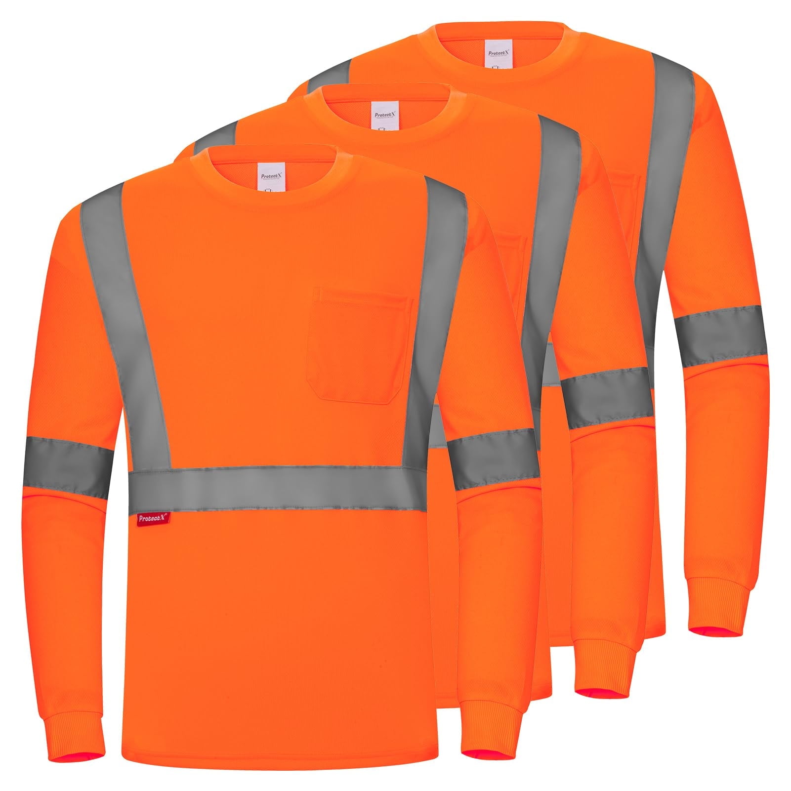 ProtectX 3-Pack Men's High Visibility Heavy Duty Breathable Long Sleeve ...