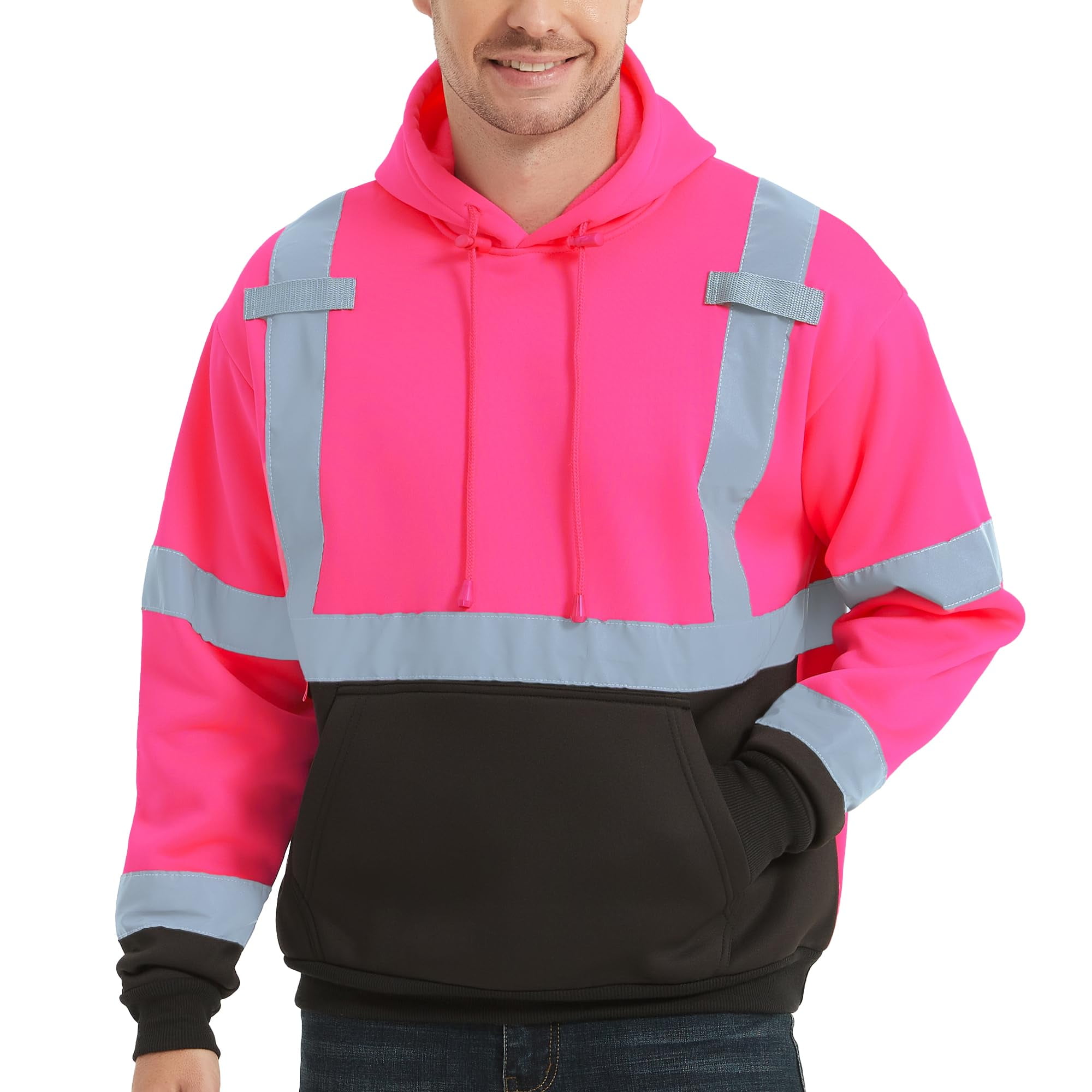 ProtectX Hi Vis Safety Hoodie for Men Women, Class 3 Reflective High Visibility Sweatshirt with ...