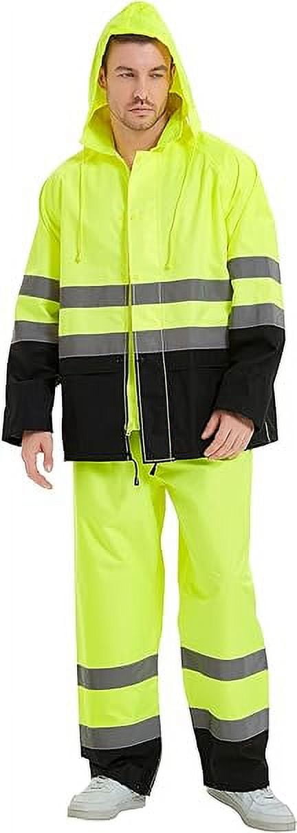 ProtectX Hi Vis Rain Suit for Men, Rain Gear for Men, High Visibility ...