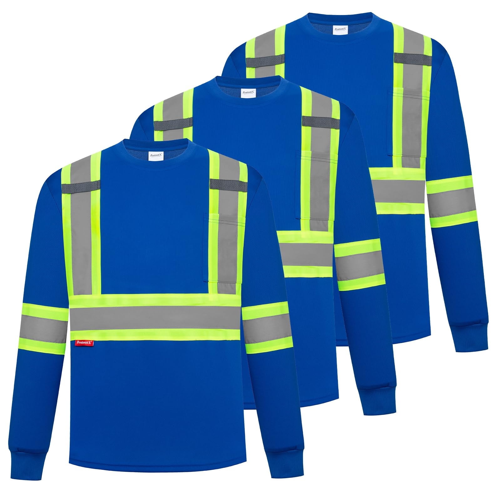 ProtectX Hi Vis Workwear, 3-Pack Men's Reflective Safety T-Shirts ...