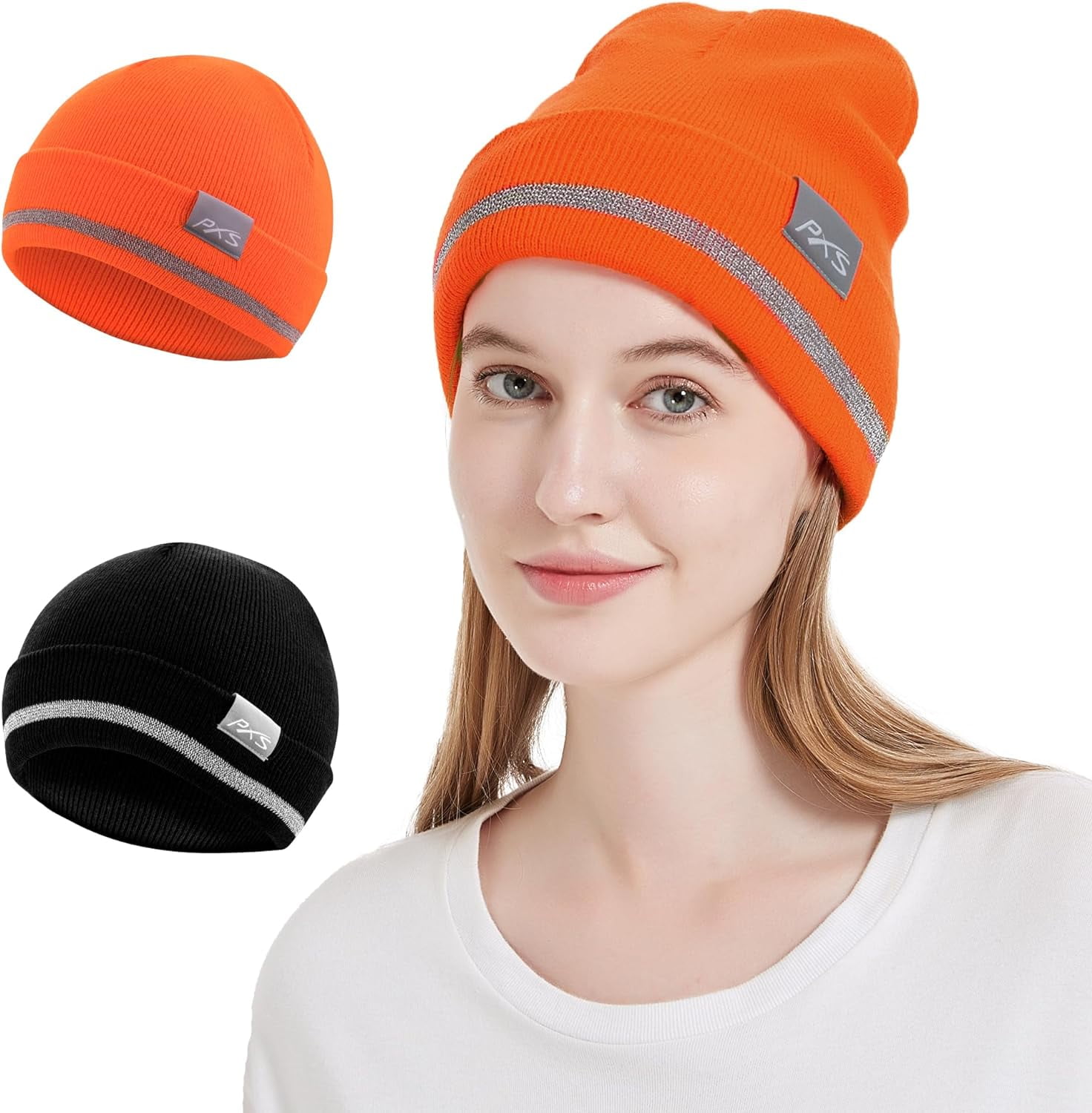 ProtectX High Visibility Safety Beanie, Reflective Knit Hat, Warm 2 ...