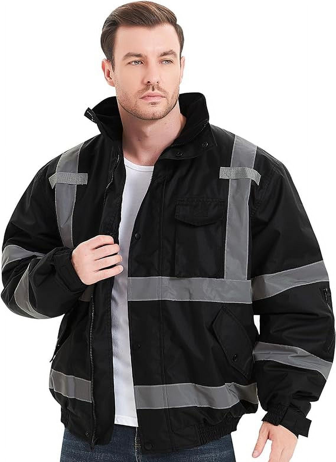 ProtectX High Visibility Safety Waterproof Bomber Jacket for Men, Hi ...