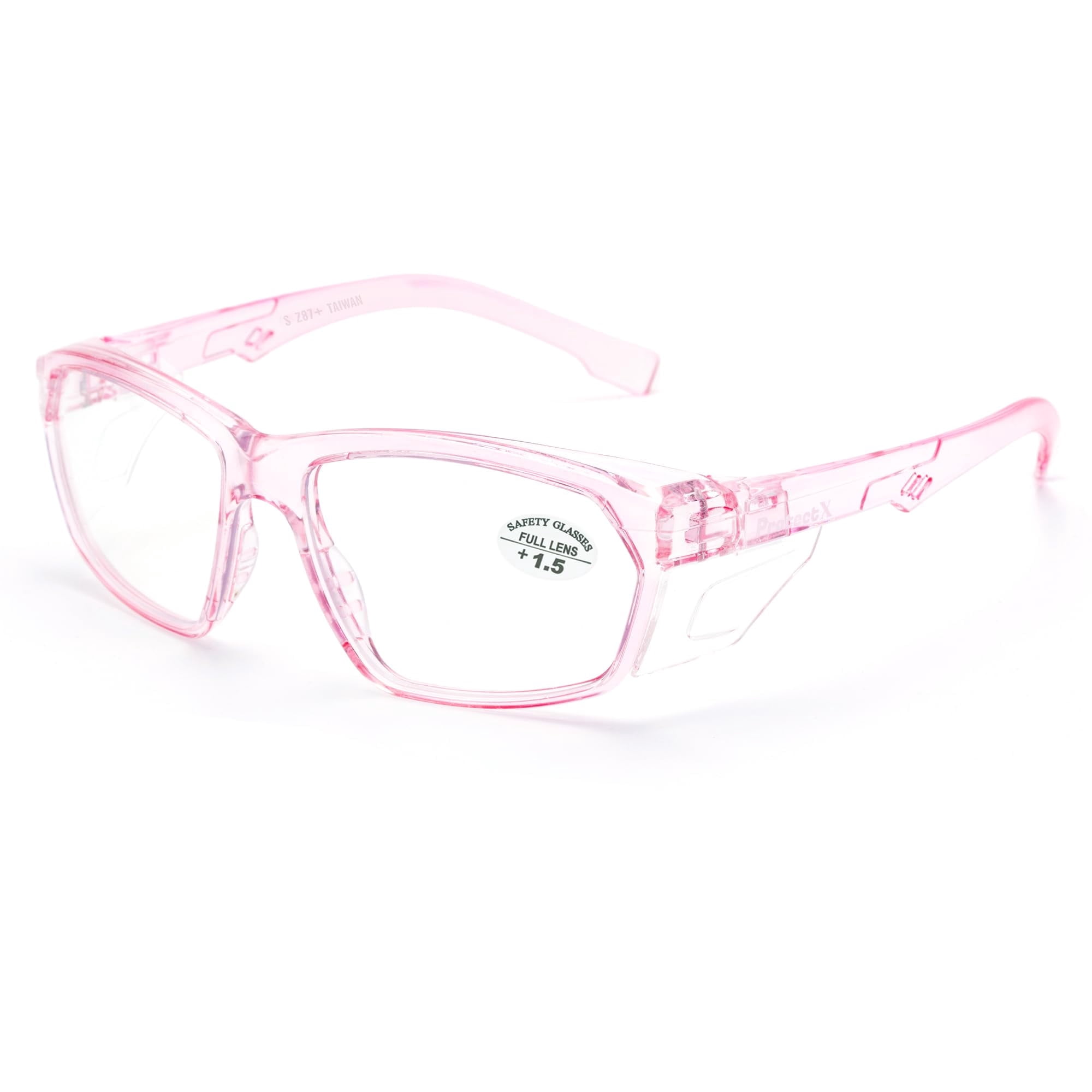 ProtectX Pink Safety Glasses with Readers, Anti-Fog Safety Glasses with ...