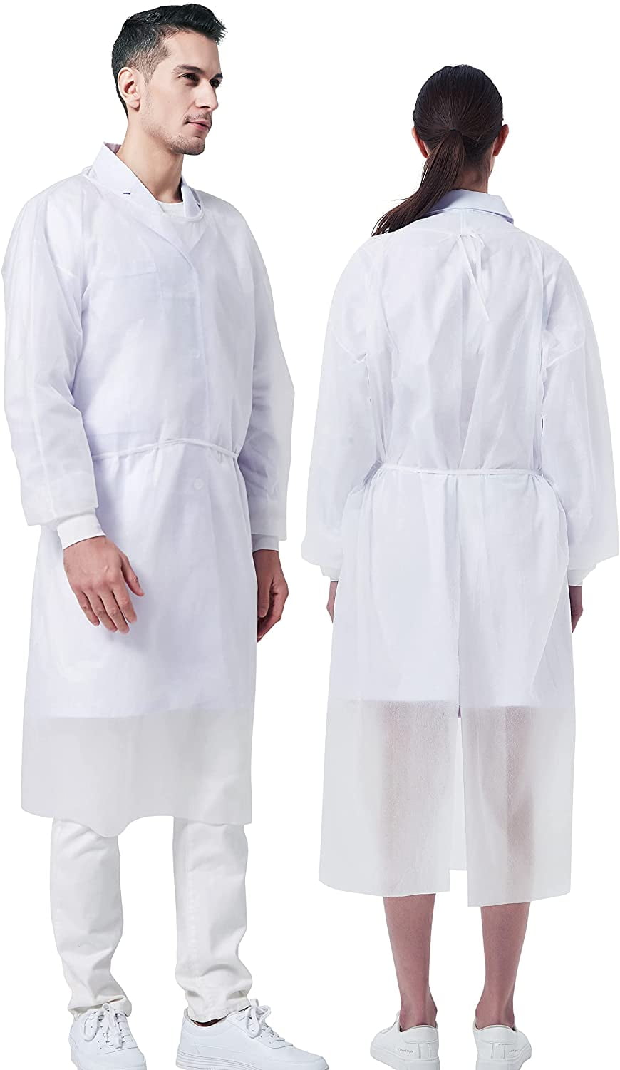 ProtectX 10 Pack White Disposable Isolation Gown with Elastic Knit ...