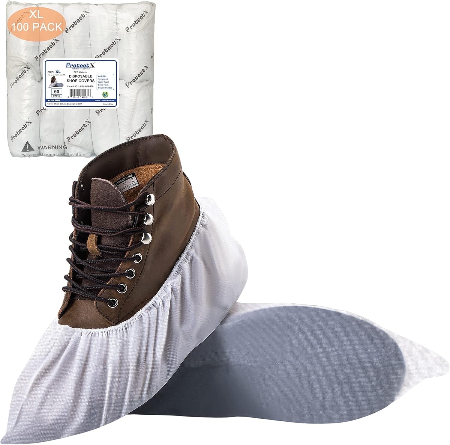 ProtectX White Disposable Shoe & Boot Covers, XL Extra Large, 100-pack ...