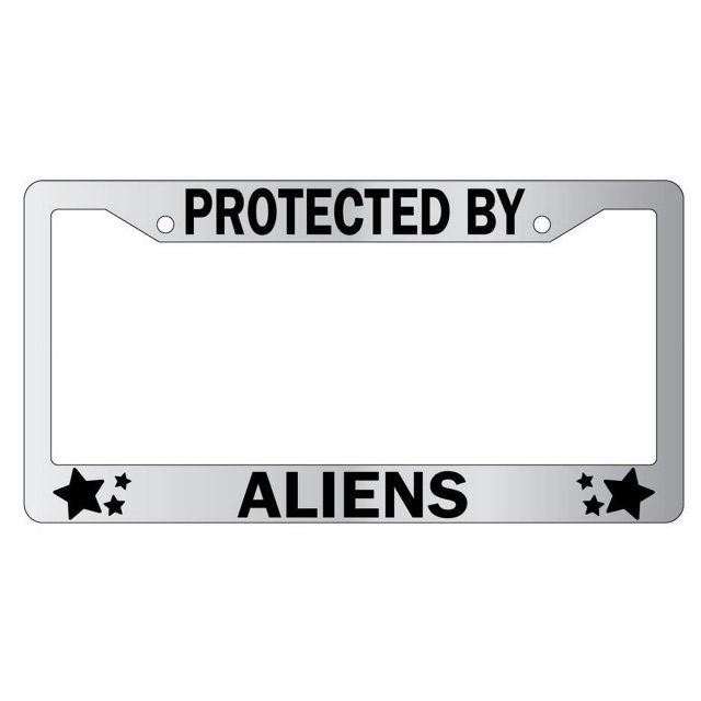 Protected By Aliens Chrome Plastic License Plate Frame - Walmart.com