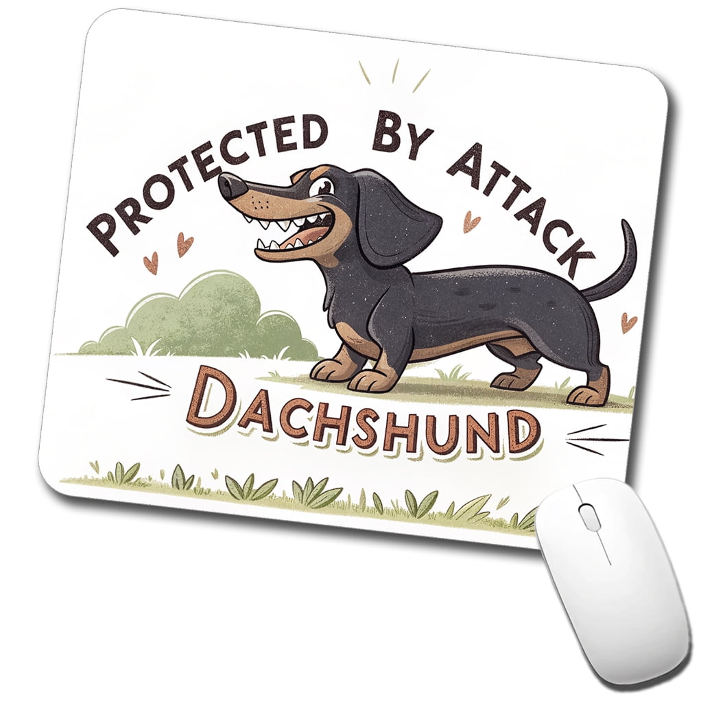 Protected By Attack Dachshund Funny Mouse Pad Low Profile Gaming Mat ...