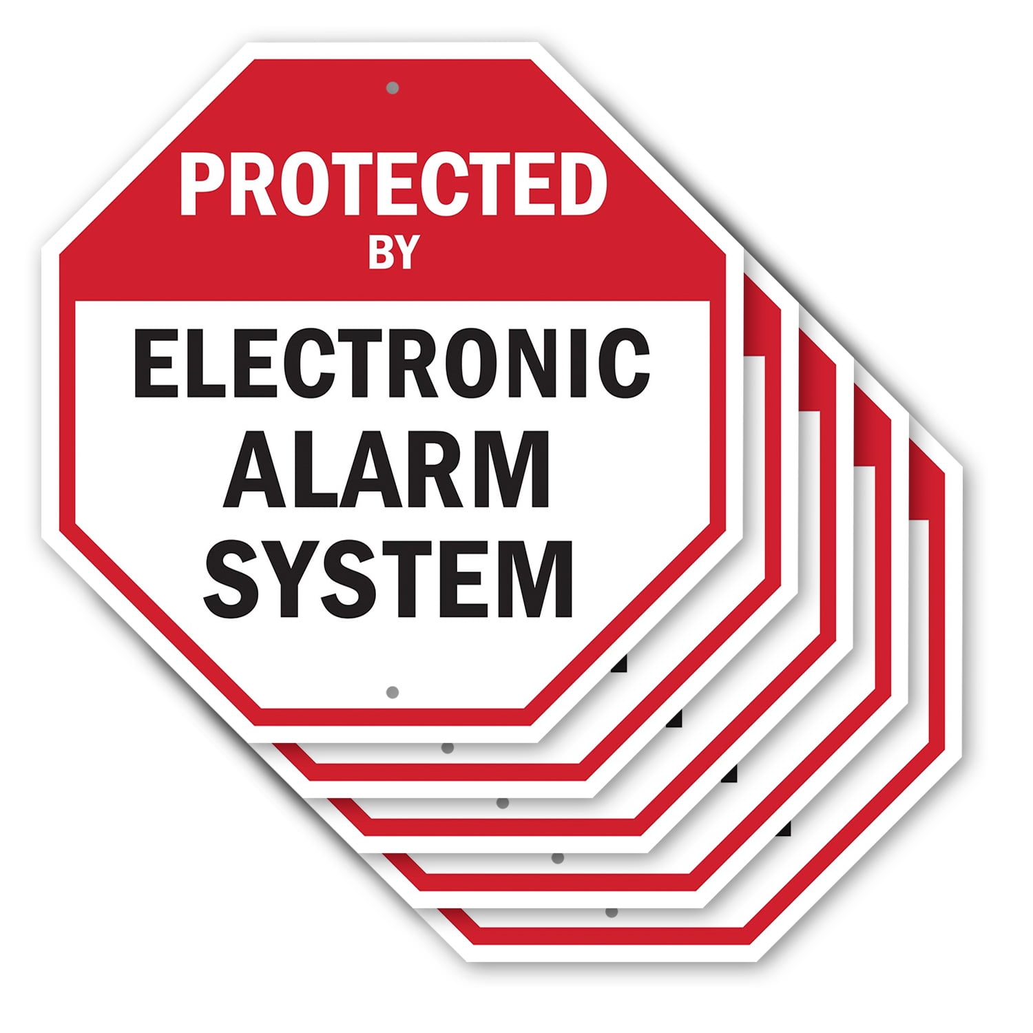 Protected By Electronic Alarm System (5 Pack) 10 inch X 10 inch Octagon ...