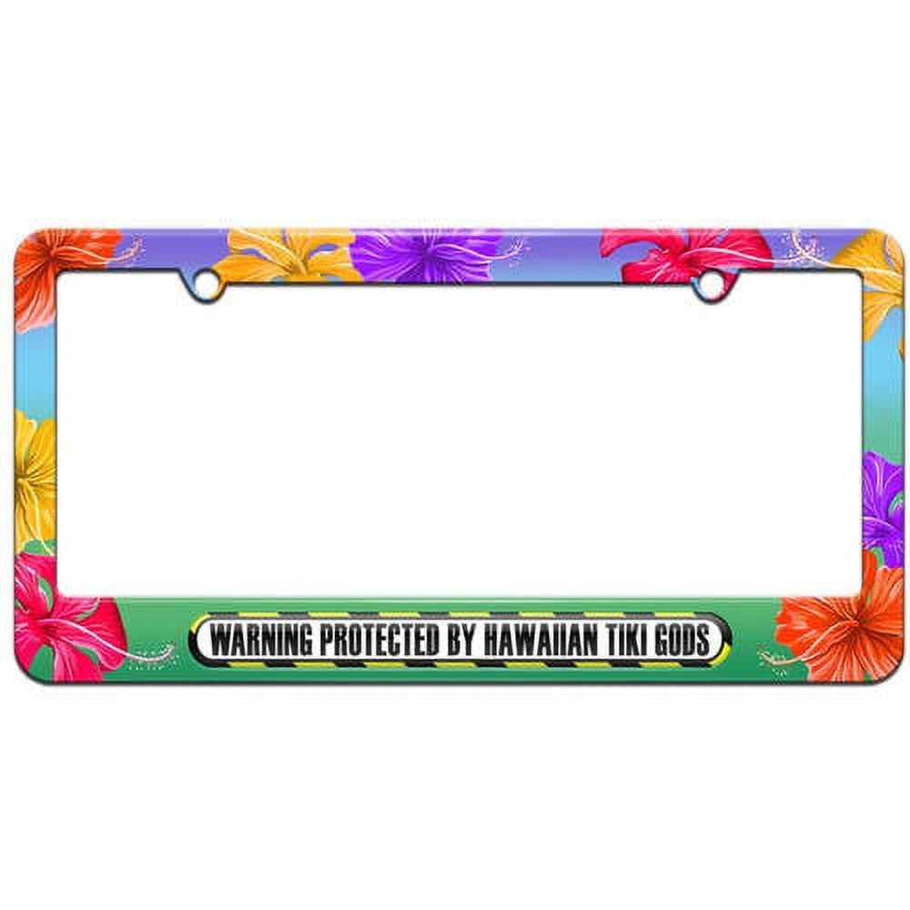Protected By Hawaiian Tiki Gods License Plate Tag Frame, Multiple ...