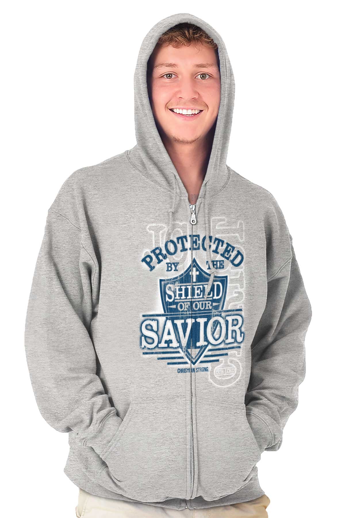 Protected By Shield Of Our Savior Unisex Plus Size Zip Hoodie Brisco ...