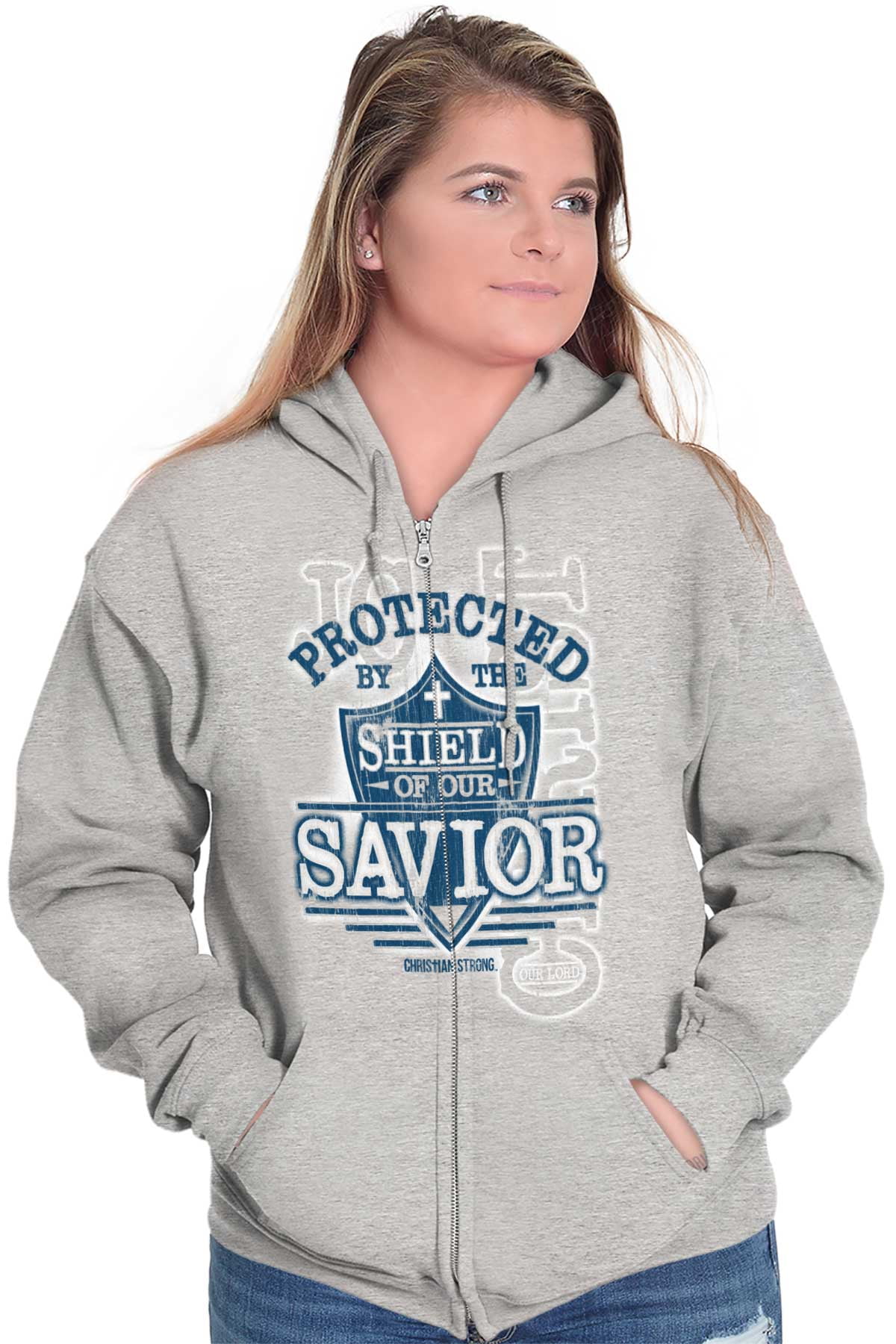 Protected By Shield Of Our Savior Zip Up Hoodie Men's Women's Brisco ...