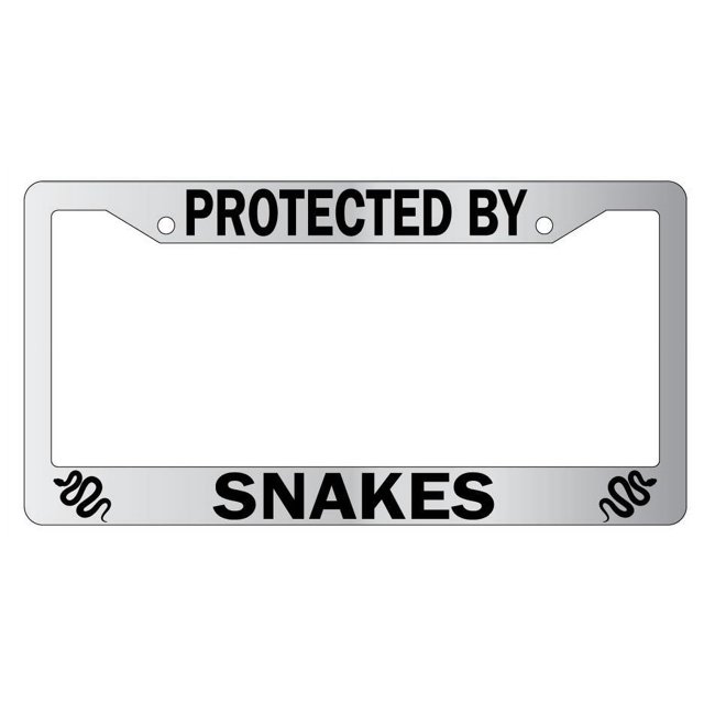 Protected By Snakes Chrome Plastic License Plate Frame - Walmart.com