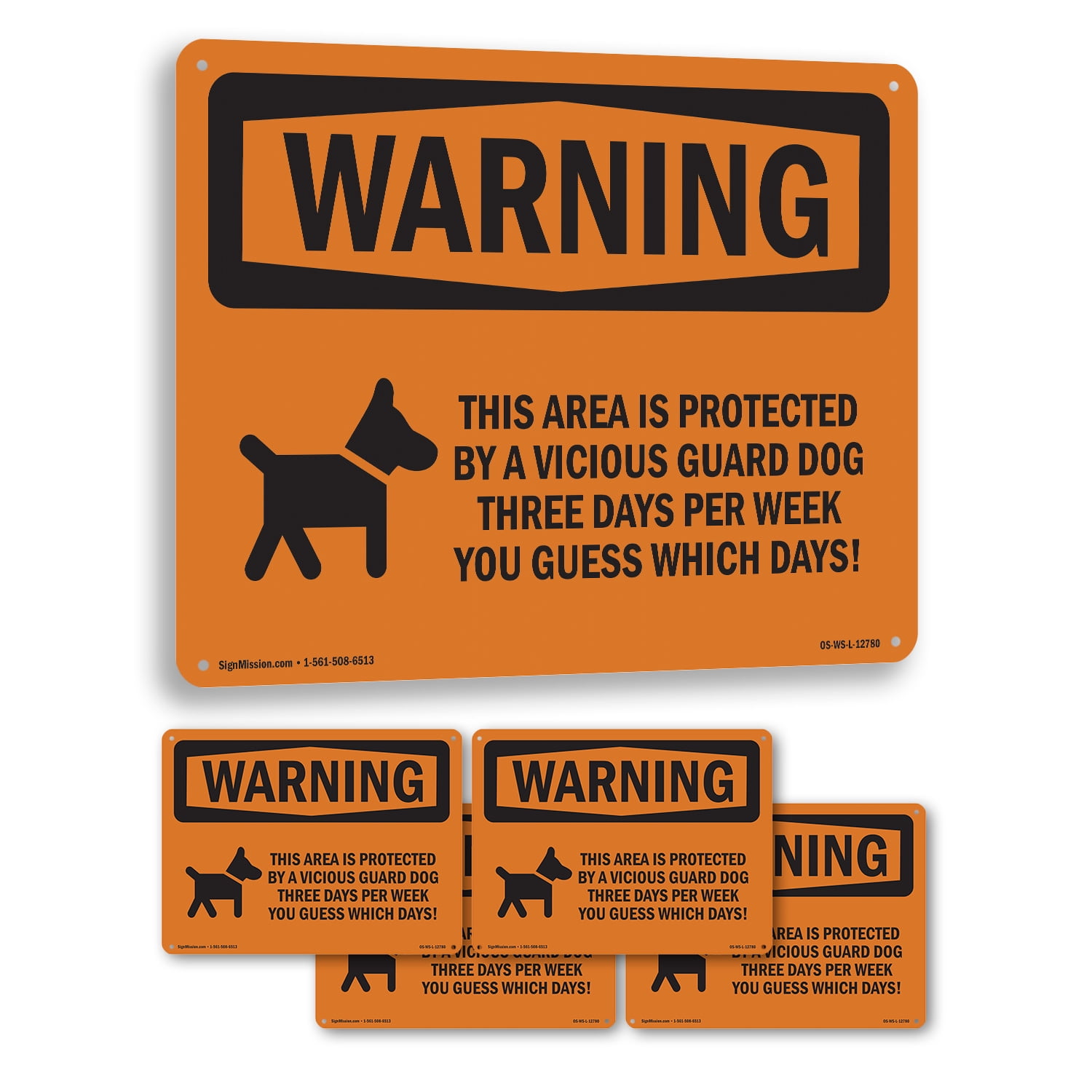 Protected By Vicious Guard Dog Three Days OSHA WARNING Aluminum Sign 10 ...