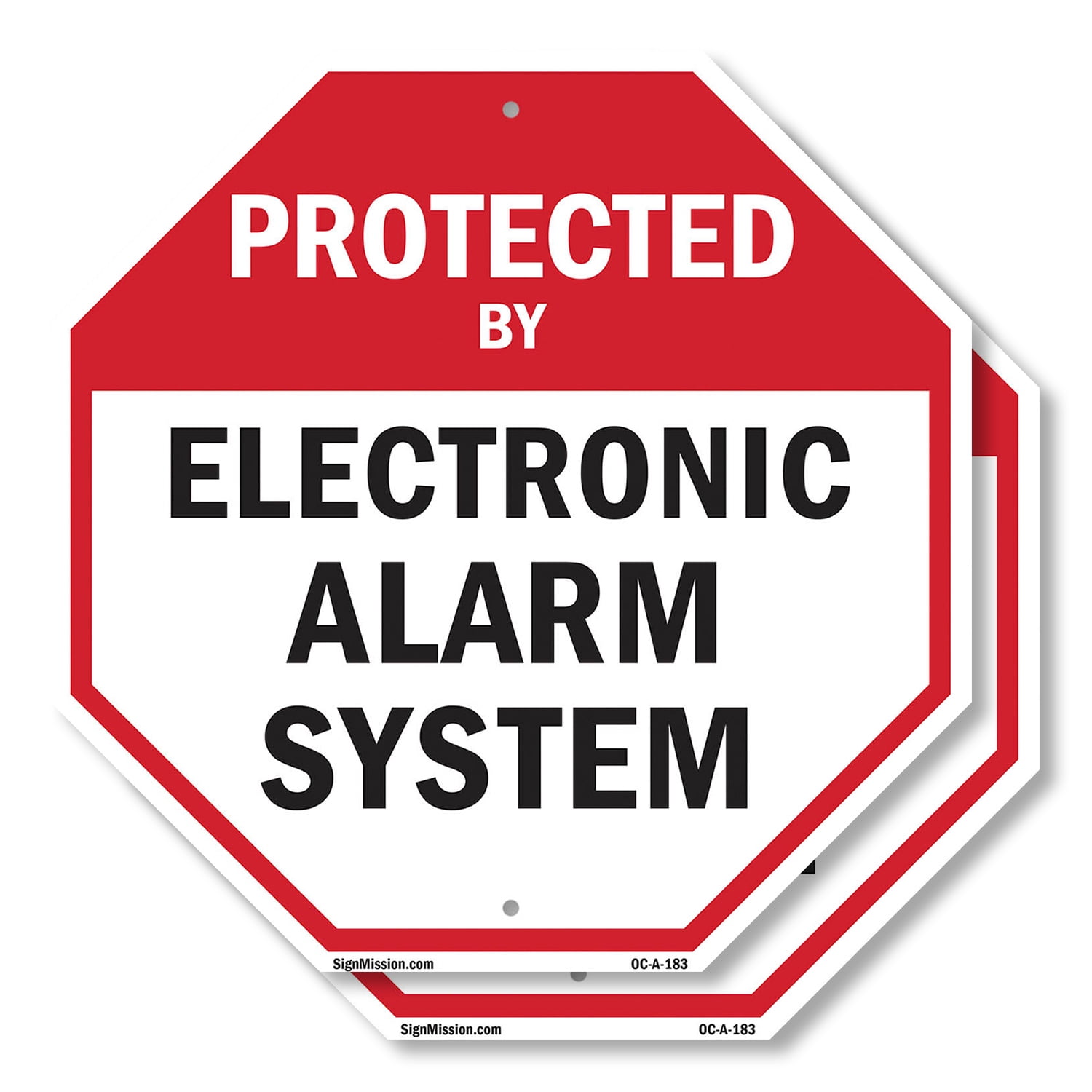 Protected By Electronic Alarm System (2 Pack) 18 inch X 18 inch Octagon ...