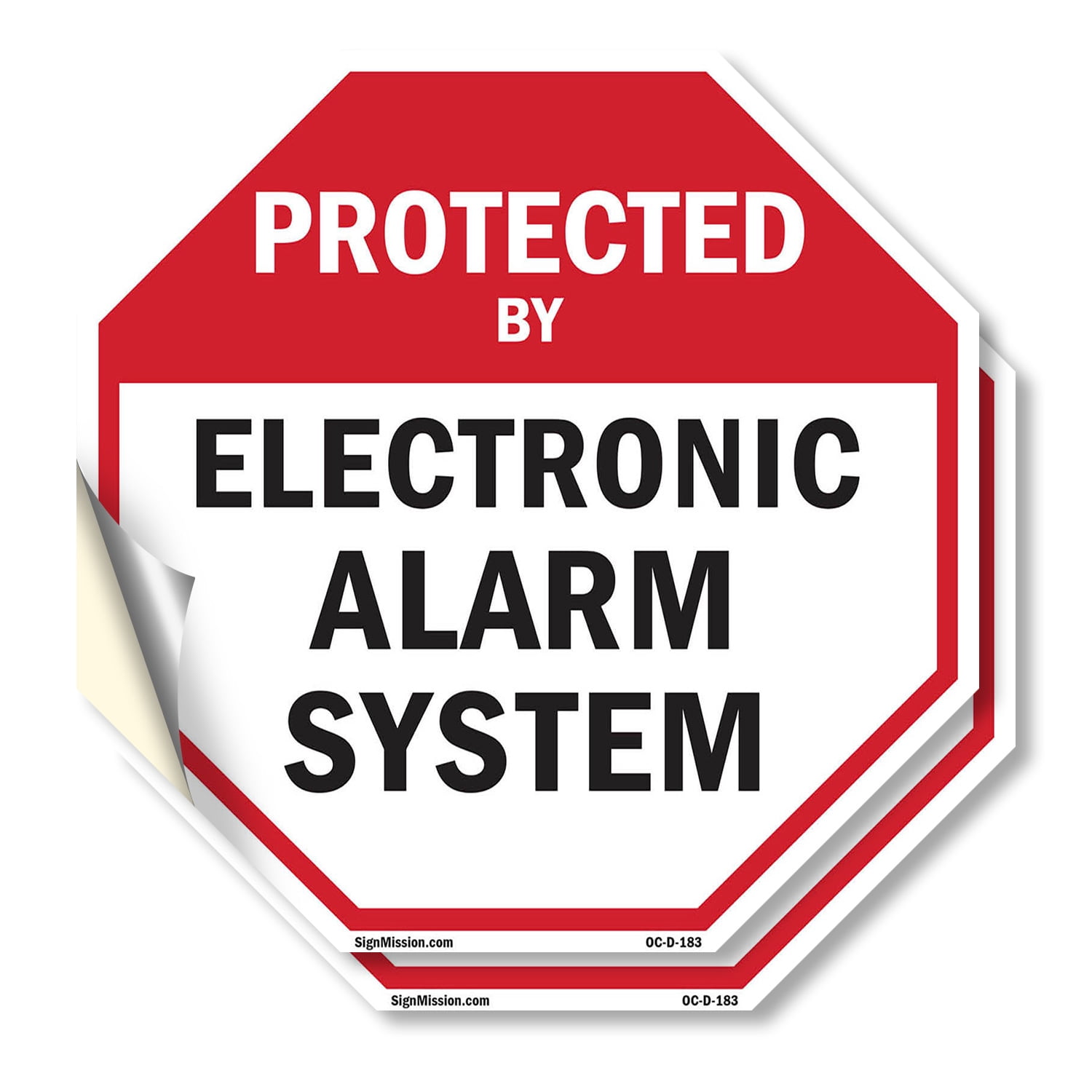 Protected By Electronic Alarm System (2 Pack) 4 inch X 4 inch Octagon ...